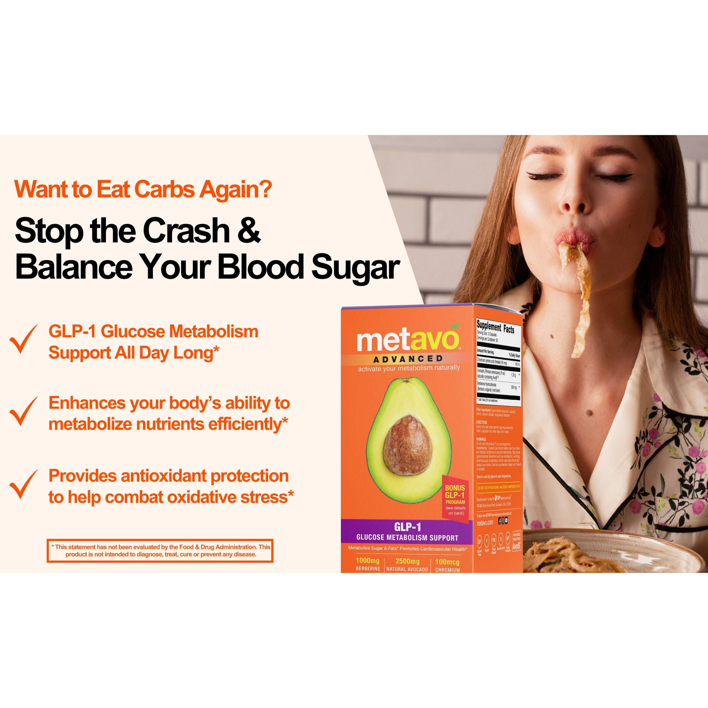 Metavo - Advanced GLP-1 Glucose Metabolism Support - 180 Veggie ...