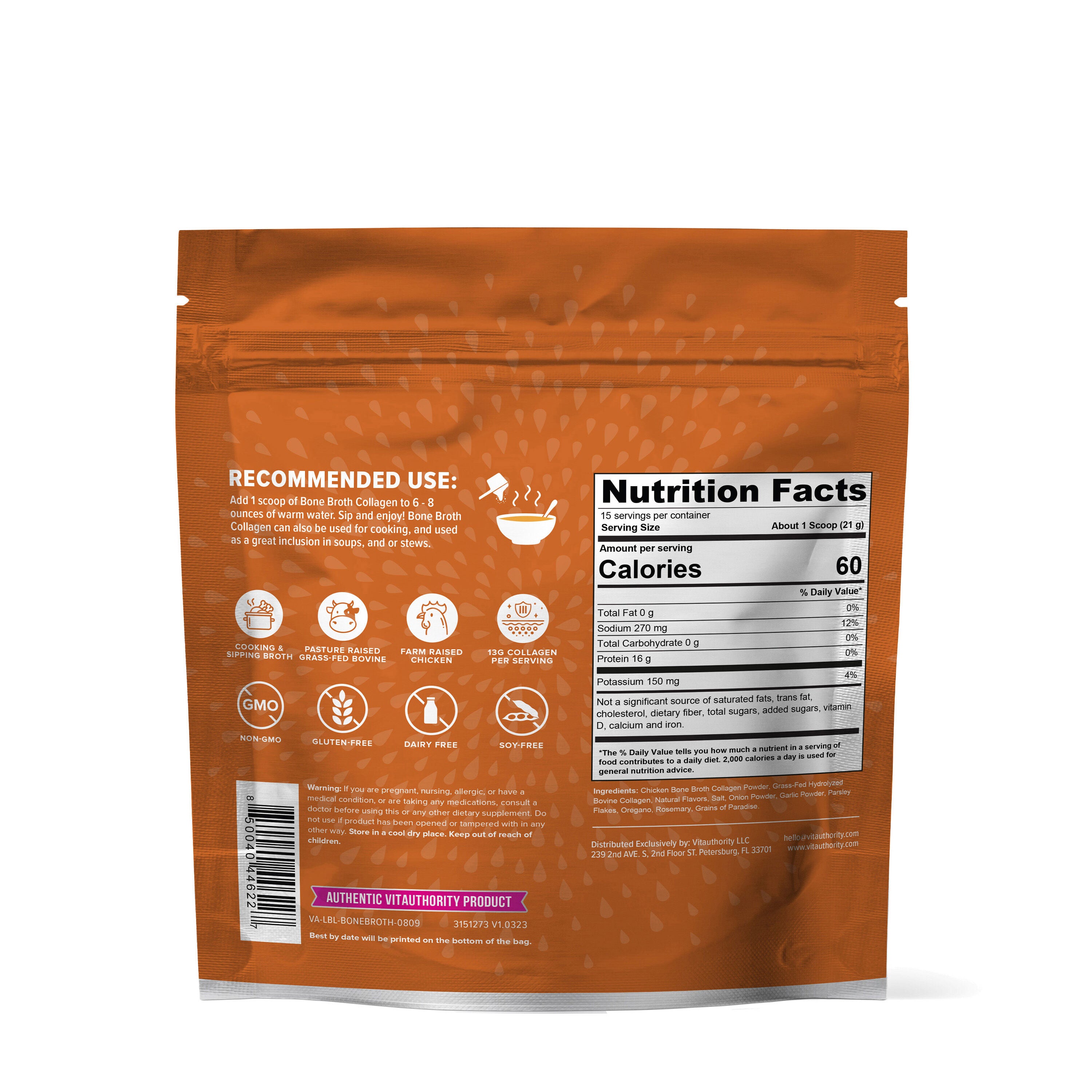 Vitauthority - Bone Broth Collagen - Chicken Noodle (15 Servings) | GNC