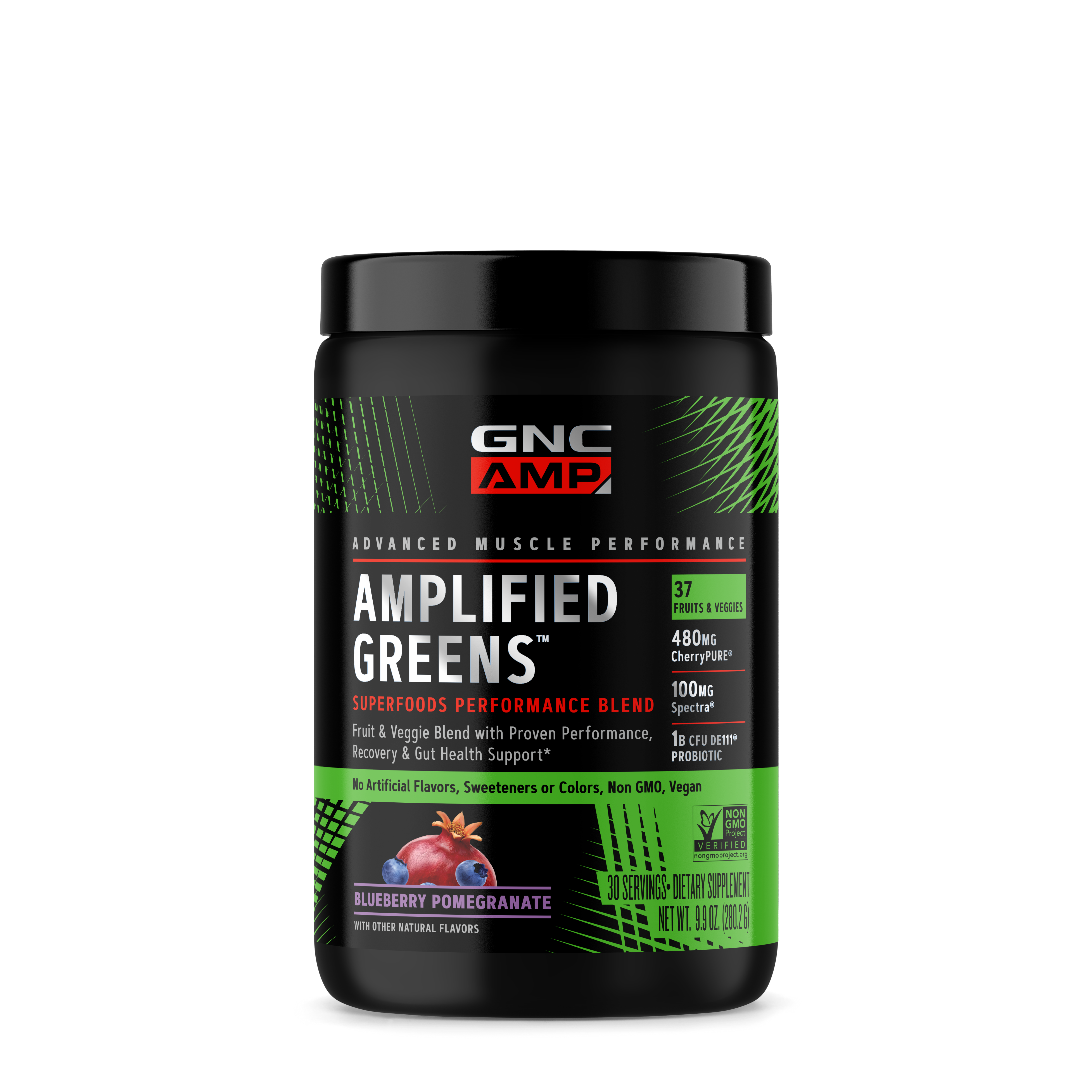 GNC AMP - Amplified Greens Superfood Blend - Blueberry Pomegranate - 9.9 oz. (30 Servings) | GNC