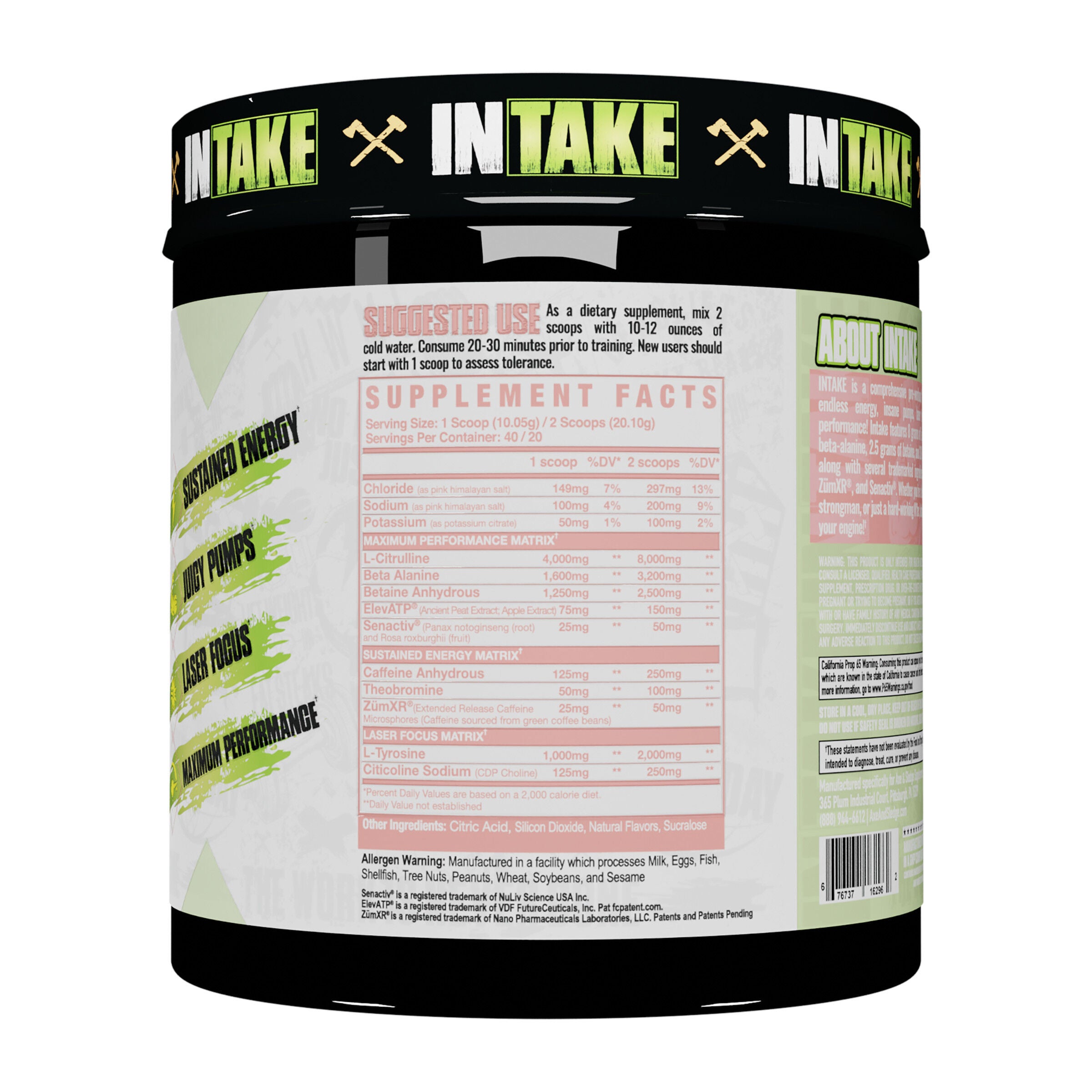 Axe & Sledge Supplements™ - Intake All-In-One Pre-Workout - Island Breeze (40 Servings) | GNC
