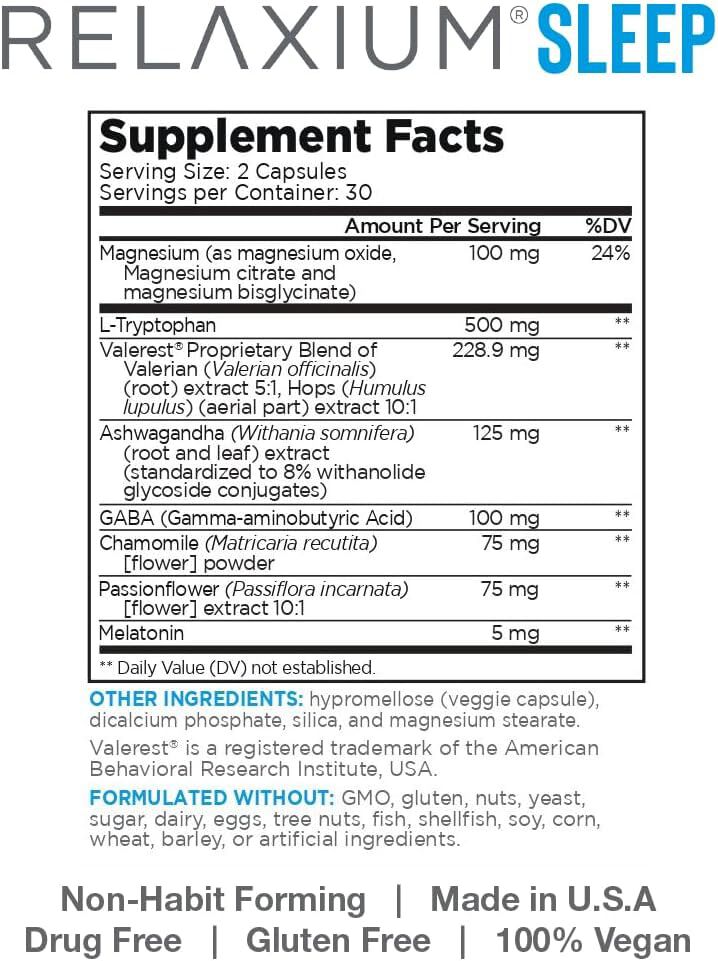Relaxium - Sleep Support - 60 Capsules (30 Servings) | GNC