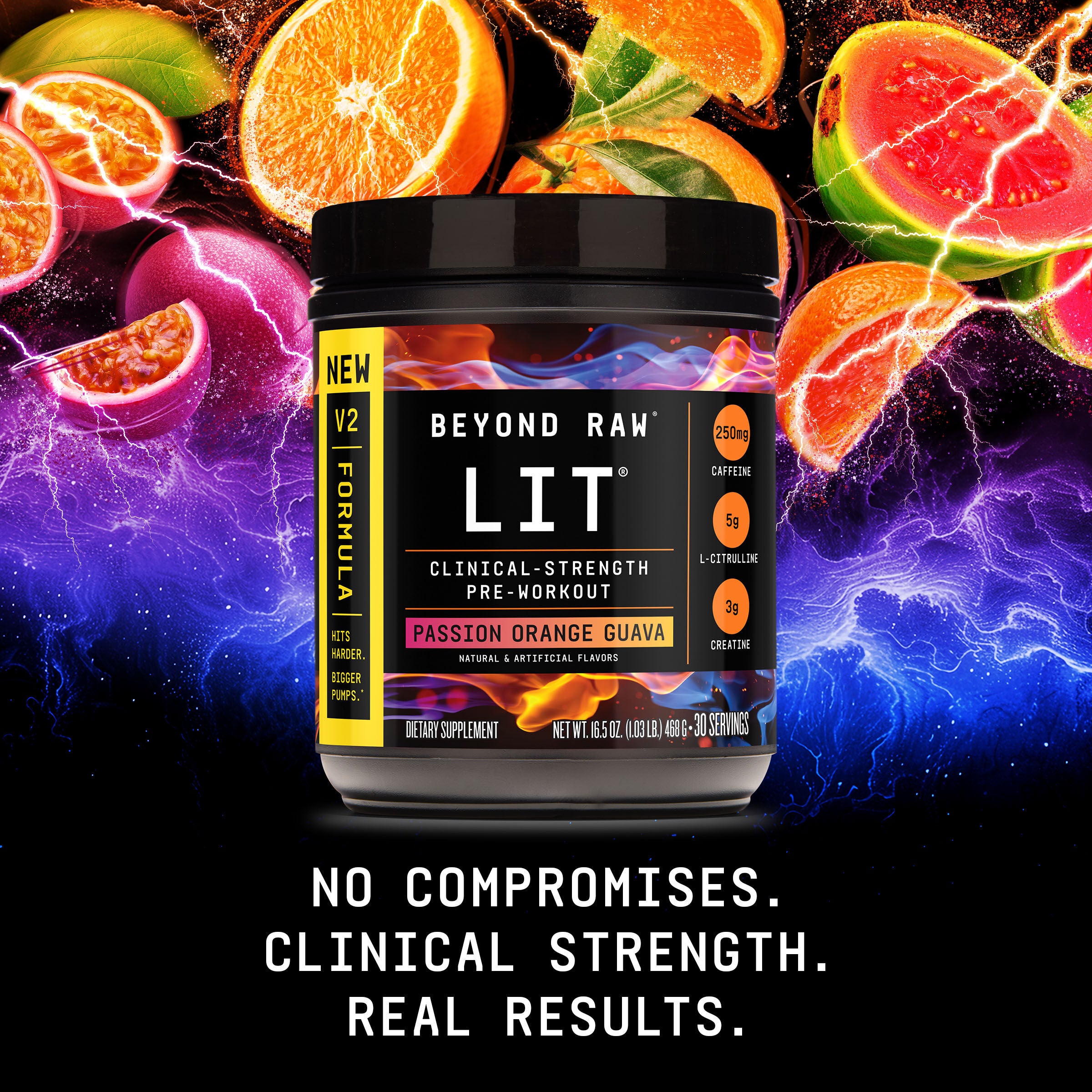 Beyond Raw® - LIT V2 Pre-Workout - Passion Orange Guava (30 Servings) | GNC
