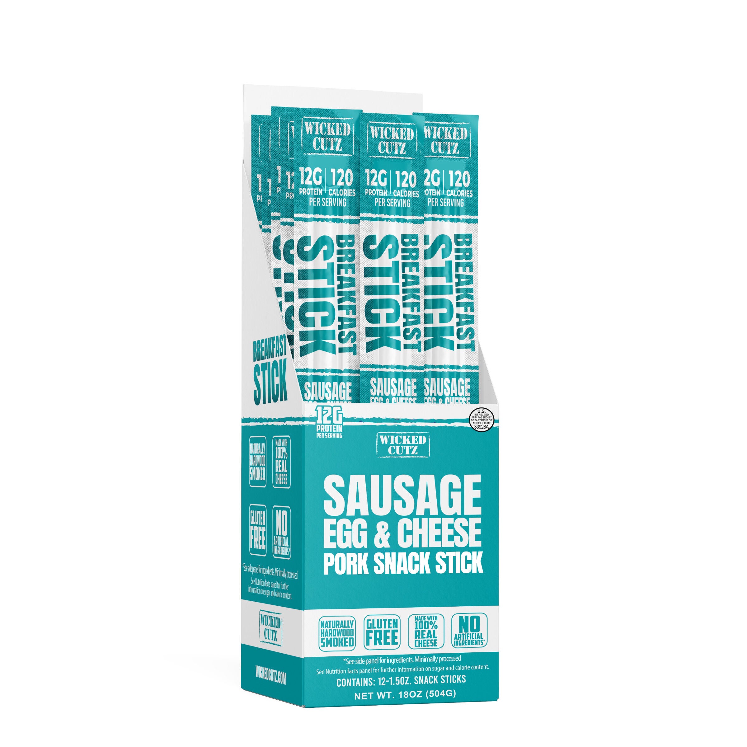 Wicked Cutz - Breakfast Sticks - Sausage Egg & Cheese (12 Sticks) | GNC