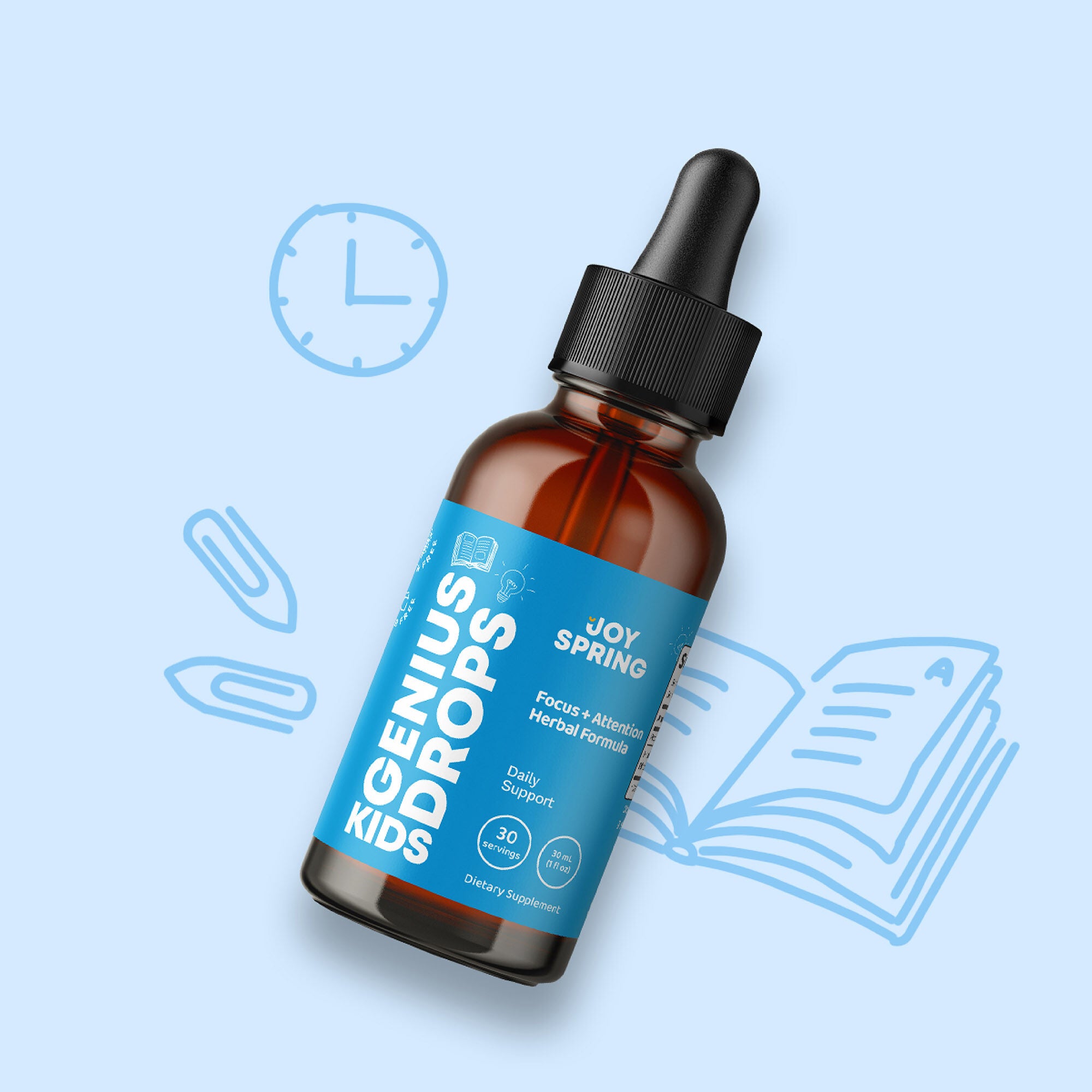 Joy Spring - Genius Drops for Kids - Natural Kids Focus Supplement for ...