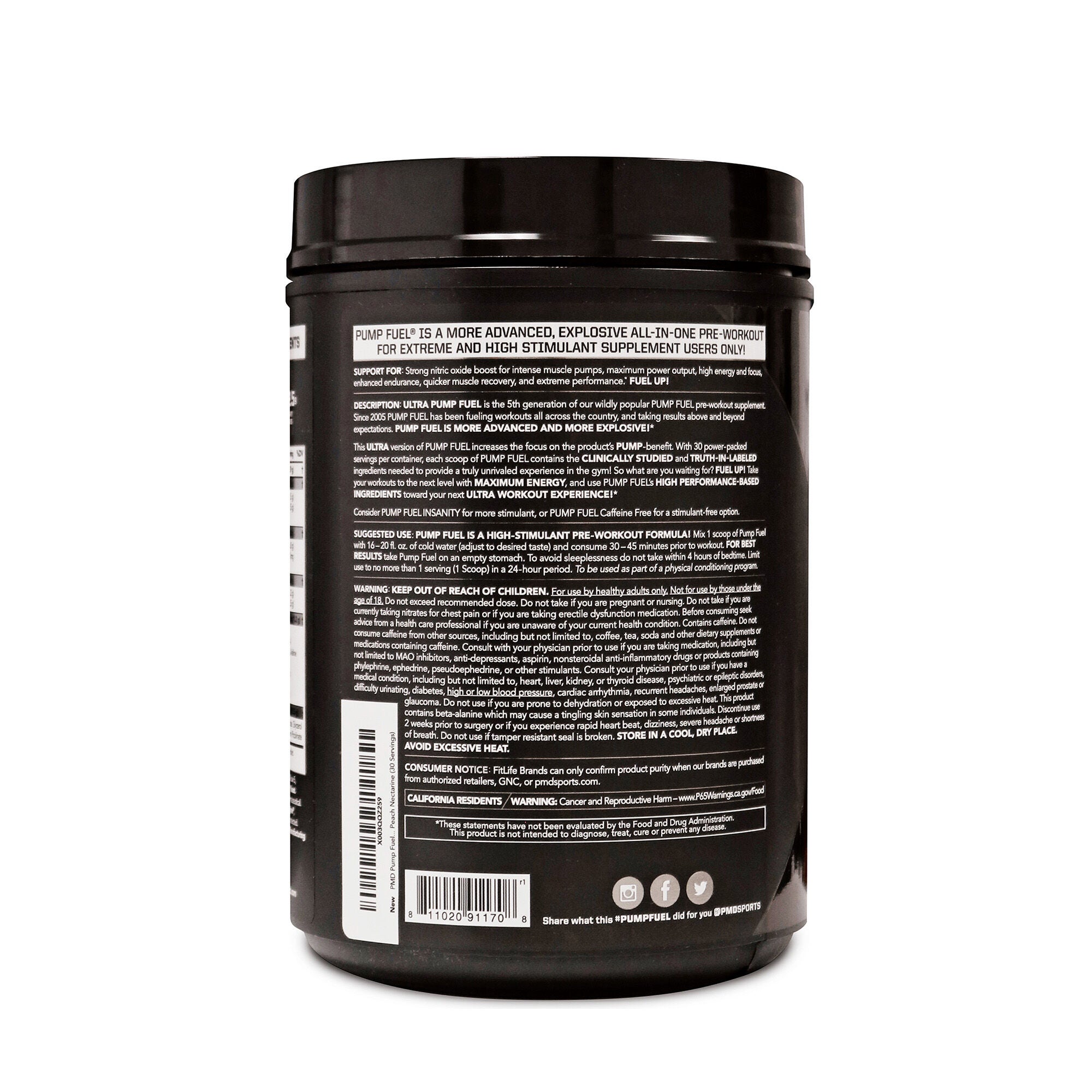 PMD - Ultra Pump Fuel® Medium Stim Pre-Workout - Peach Nectarine - 30 ...
