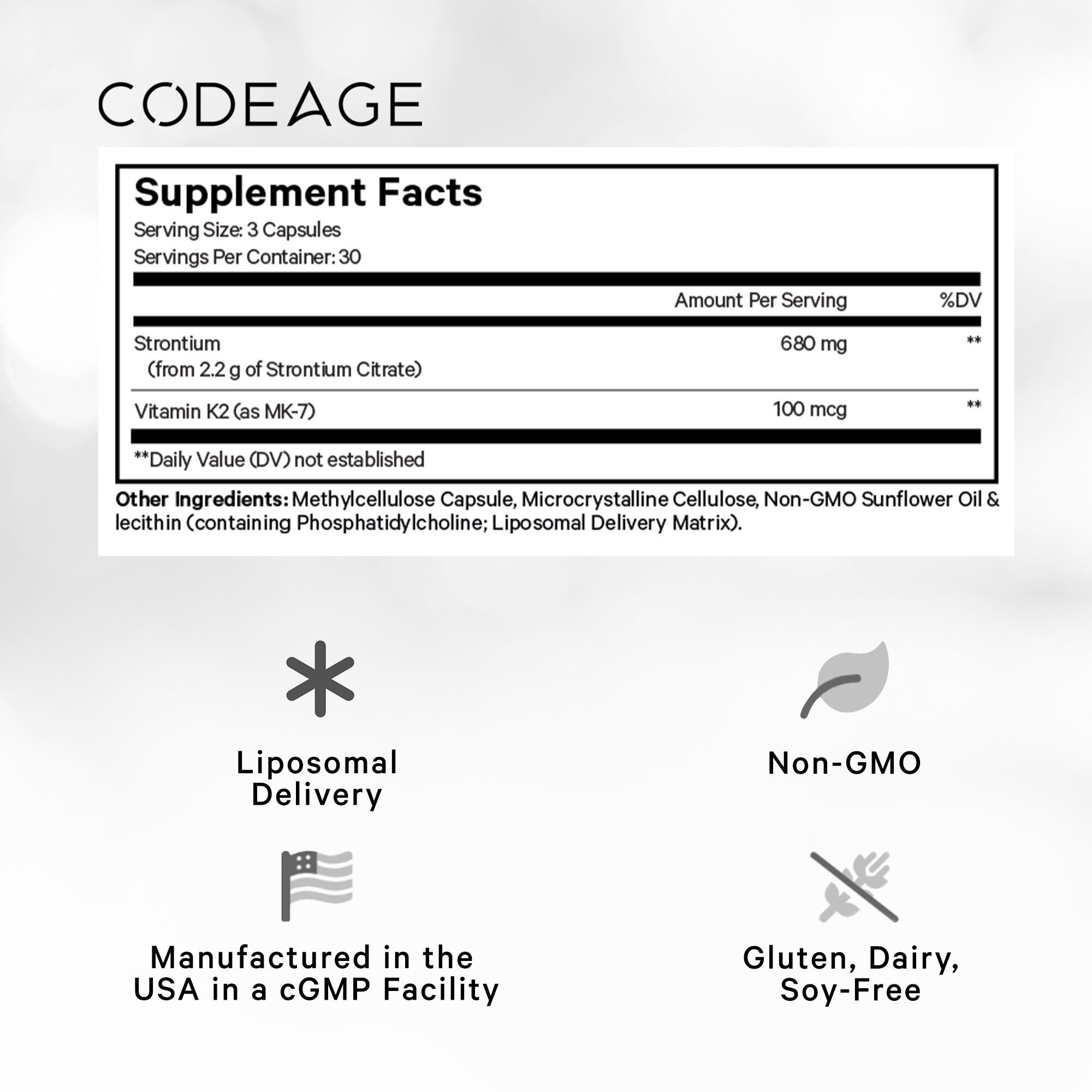 Codeage - Liposomal Strontium - 90 Vegetable Capsules (30 Servings) | GNC