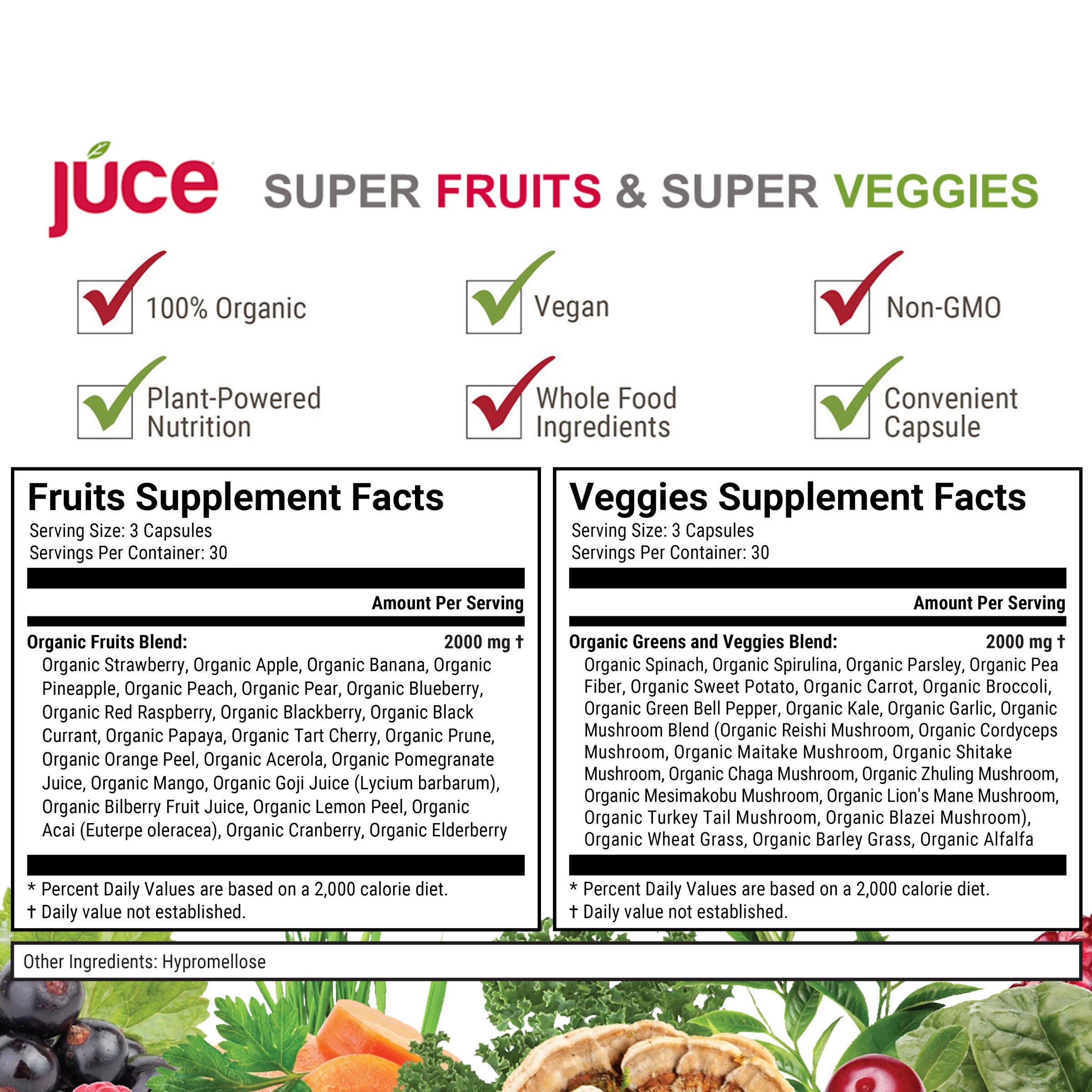 Terra Kai Organics - Super Fruits and Veggies - 180 Capsules (2 Bottles ...