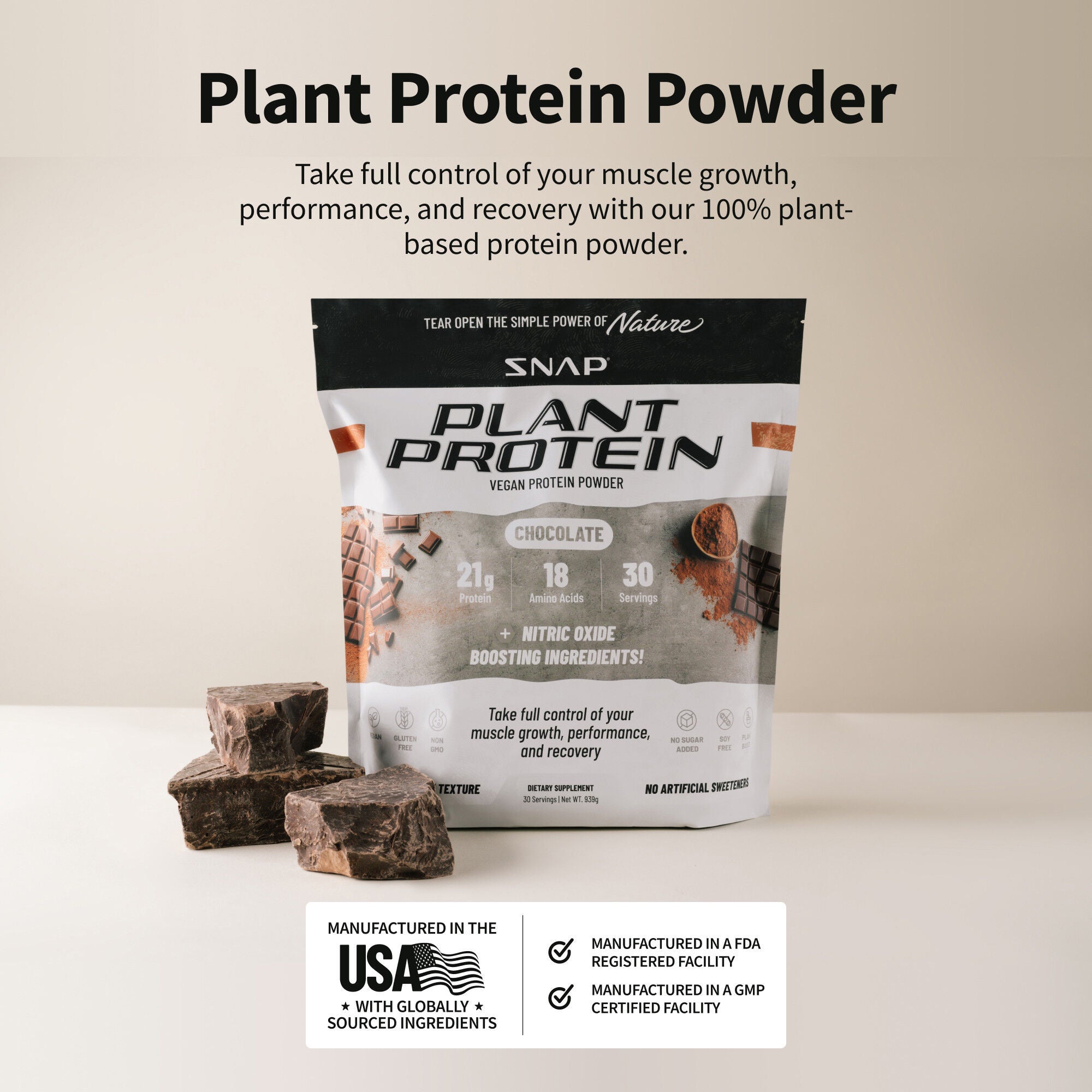 SNAP Supplements Plant Based Vegan Protein Chocolate | GNC