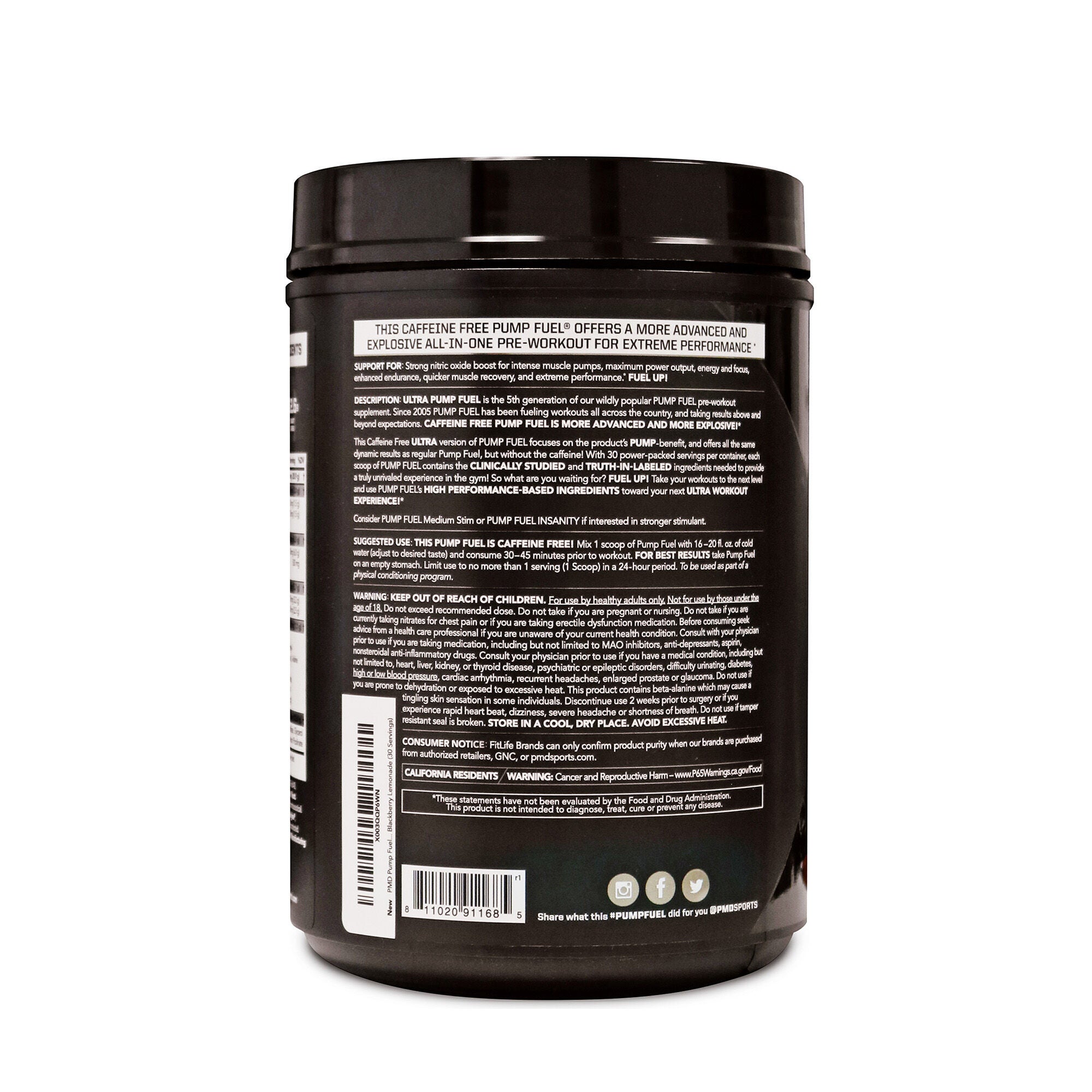PMD - Ultra Pump Fuel® Caffeine Free - Blackberry Lemonade - 30 ...