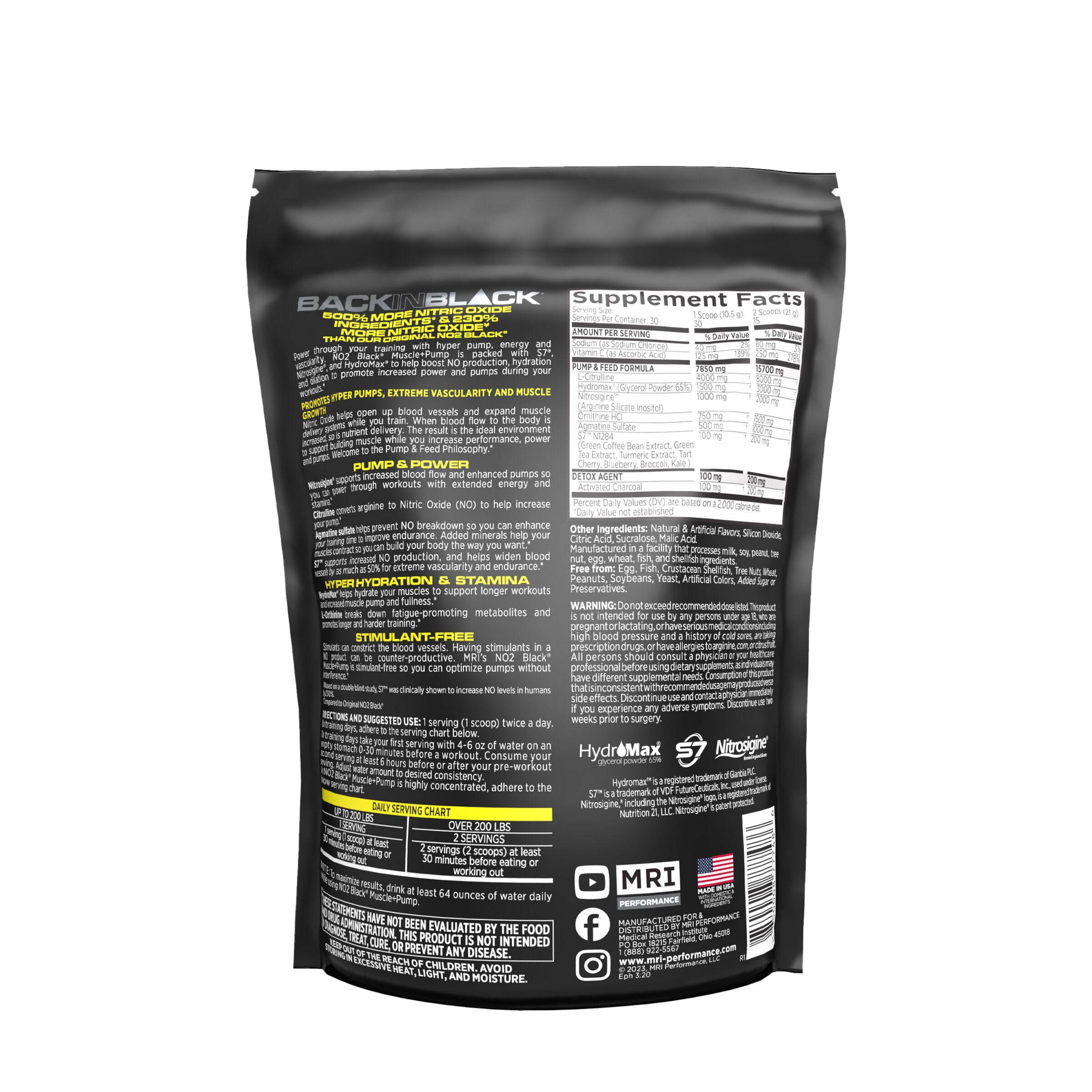 MRI® Performance - NO2 Black® Muscle + Pump - Black Razzy Ripped (30 ...