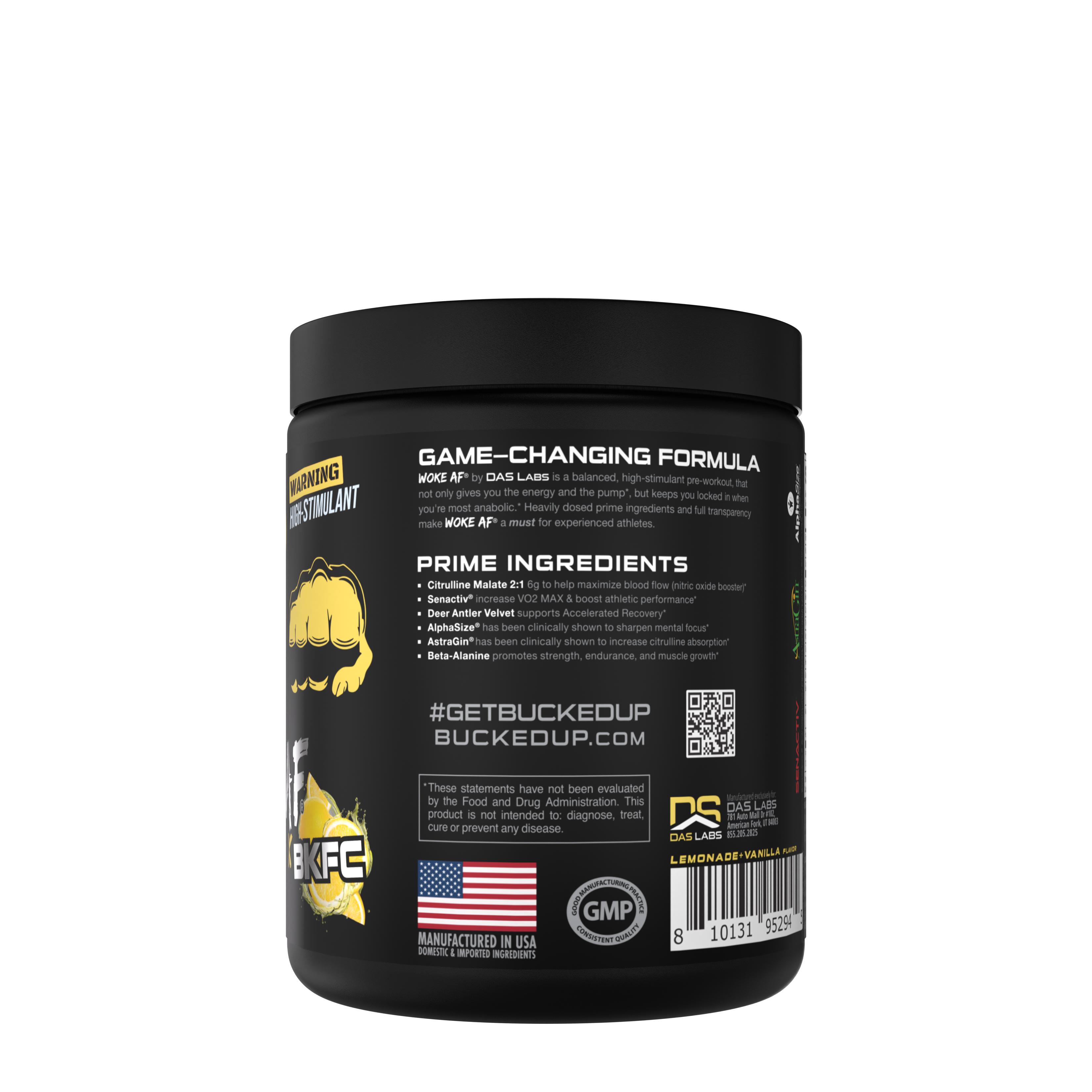 Bucked Up® - BKFC Woke AF™ Nootropic Pre-Workout - Bare Knuckle Punch (30 Servings) | GNC
