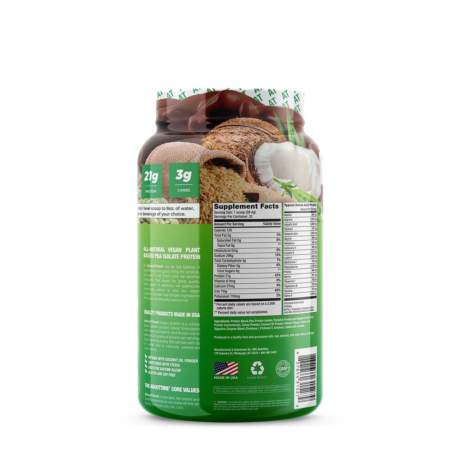 AboutTime® Vegan Protein - Natural Chocolate | GNC