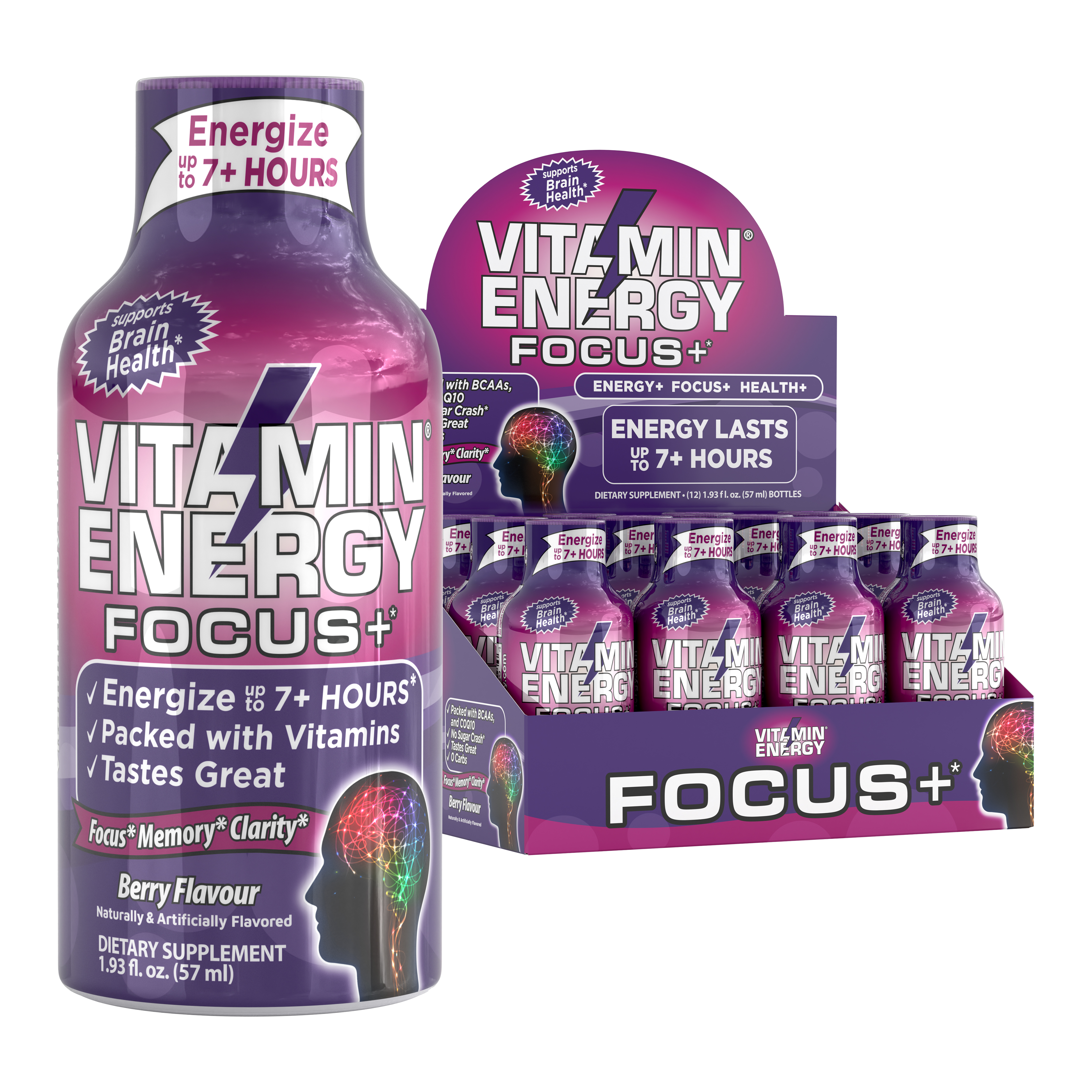 Vitamin Energy® Focus+ - Berry - 12 Bottles | GNC