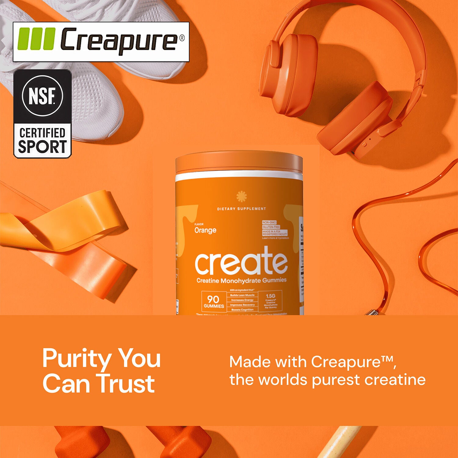 Create Wellness - Creatine Monohydrate Gummies - Orange - 45 Gummies ...