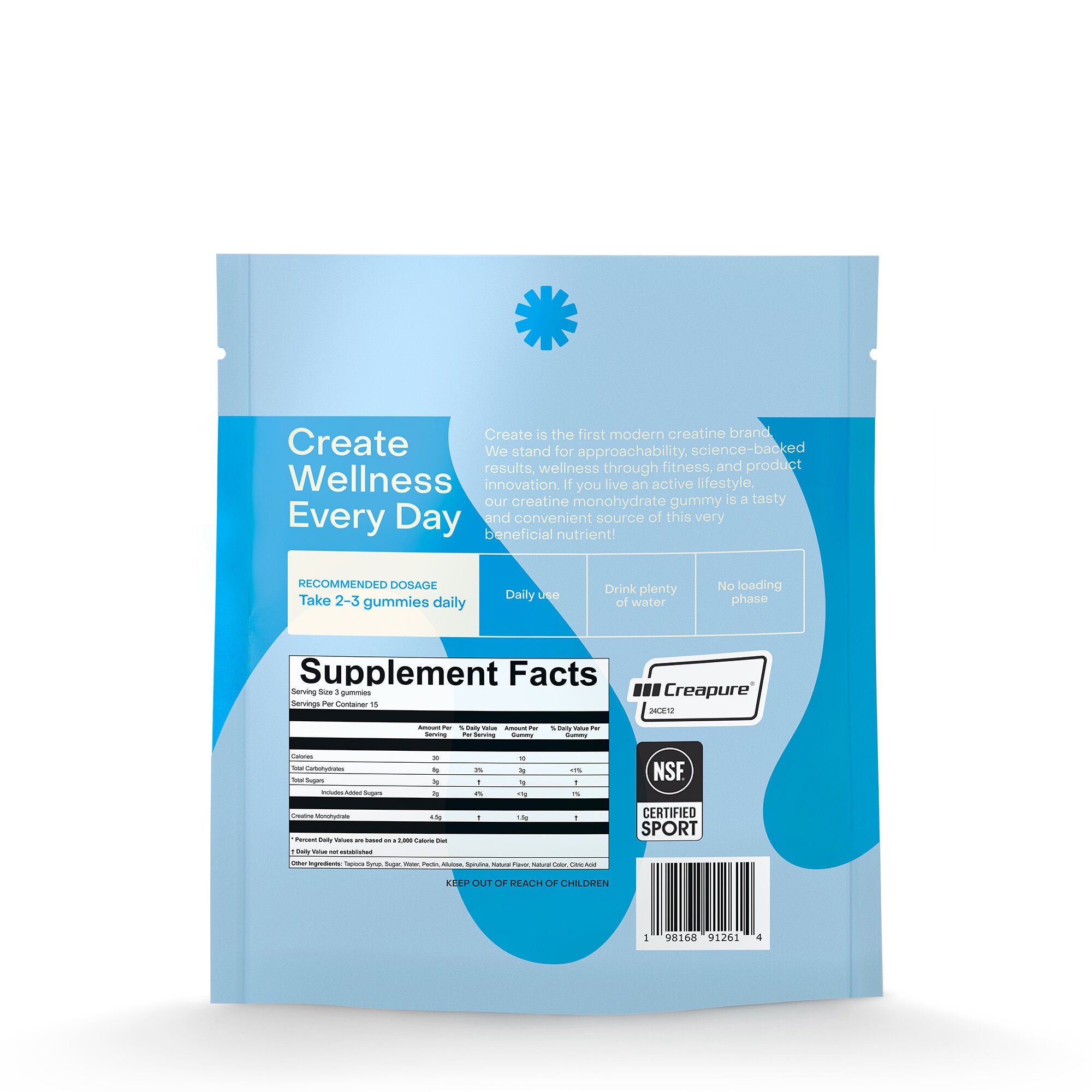 Create Wellness - Creatine Monohydrate Gummies - Blue Raspberry - 45 ...