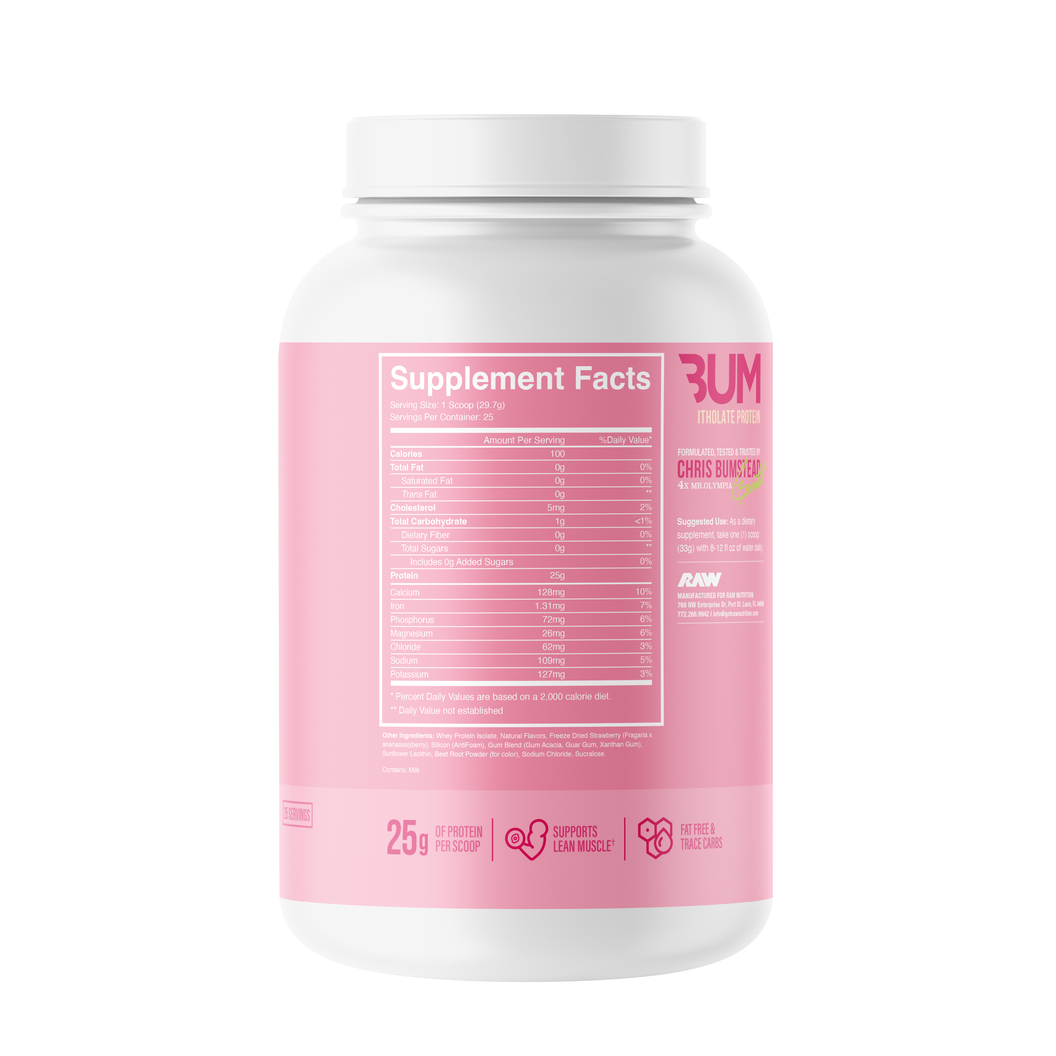 Raw Nutrition - Itholate Protein - Strawberry Bumcake (25 Servings) | GNC