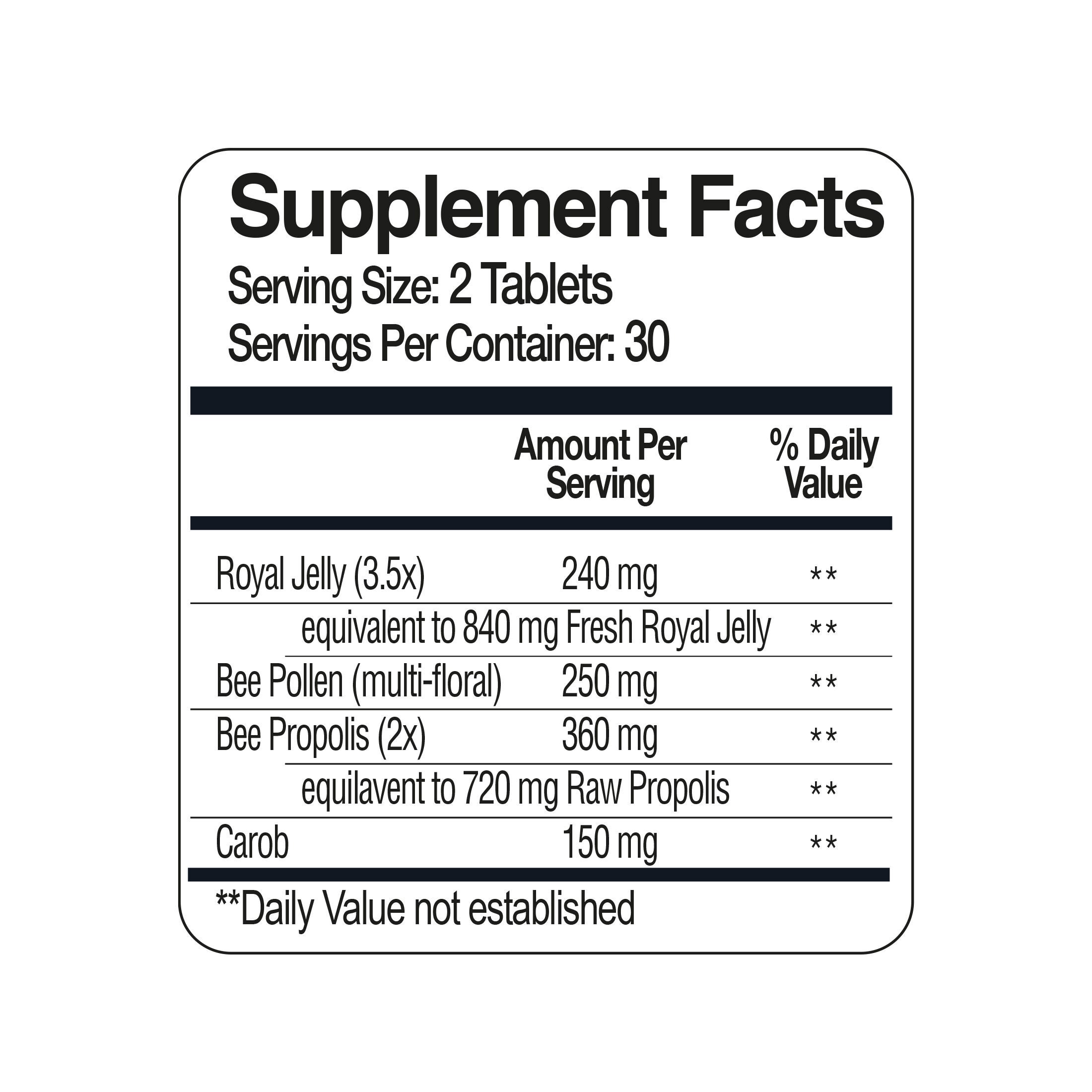 Bee & You® - Triple Bee Complex: Royal Jelly Bee Pollen Propolis 500mg - 60 Tablets | GNC