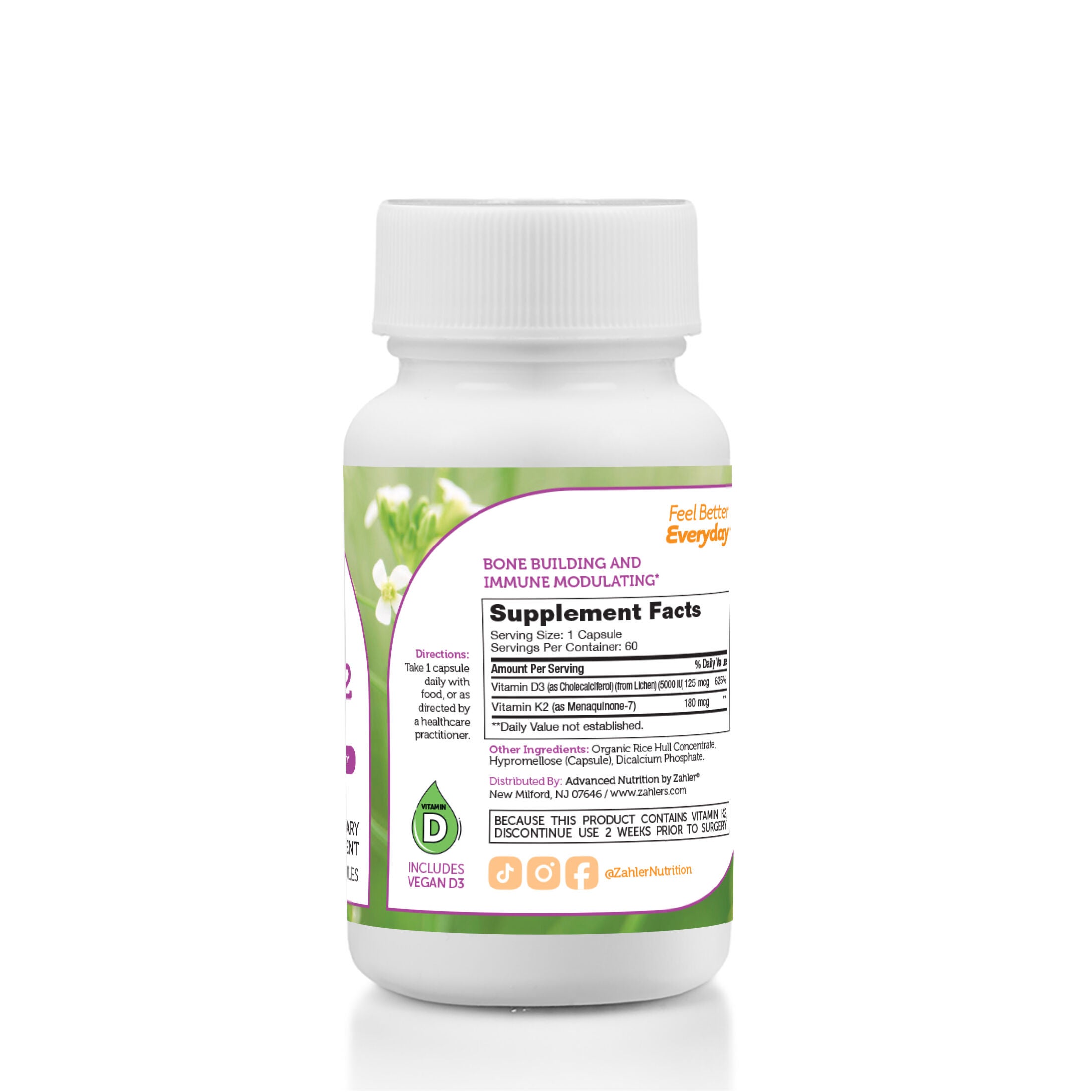 ZAHLER® - Vitamin D3 & K2 - 60 Capsules | GNC