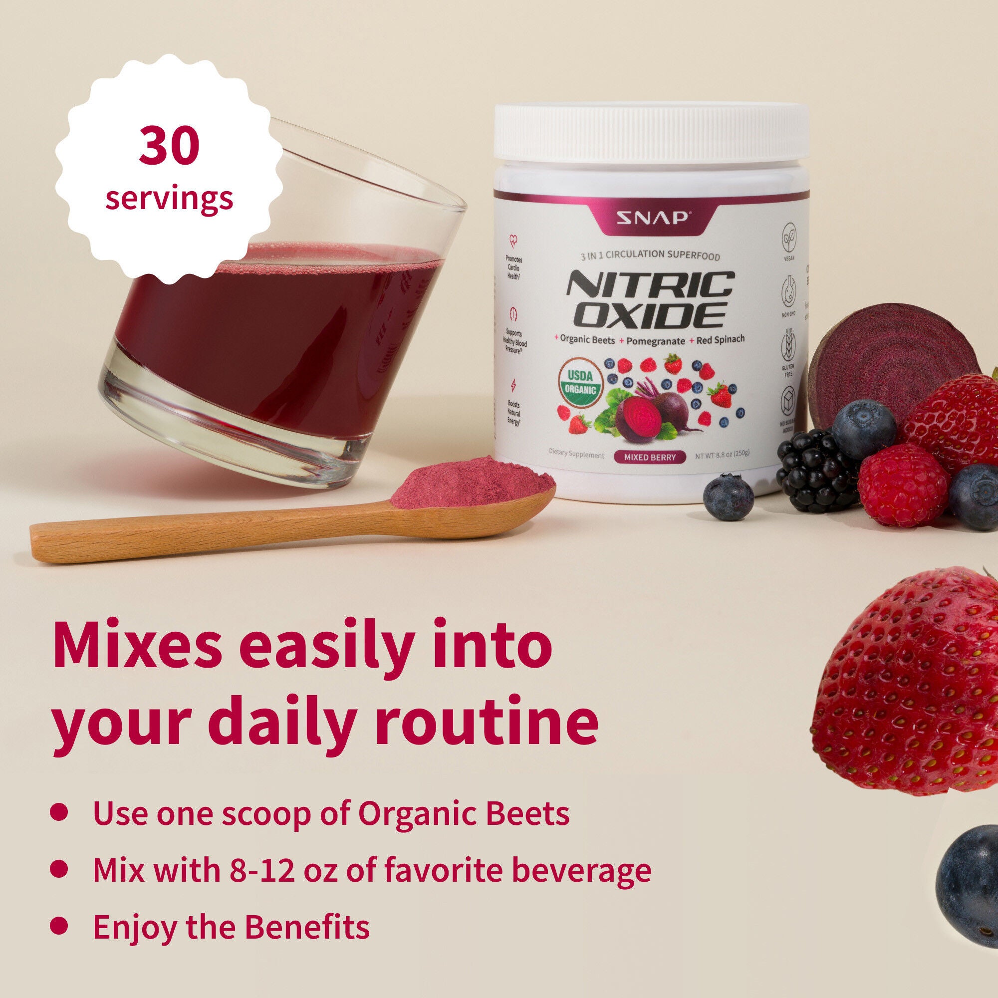 Snap Supplements Nitric Oxide Organic Beets | GNC