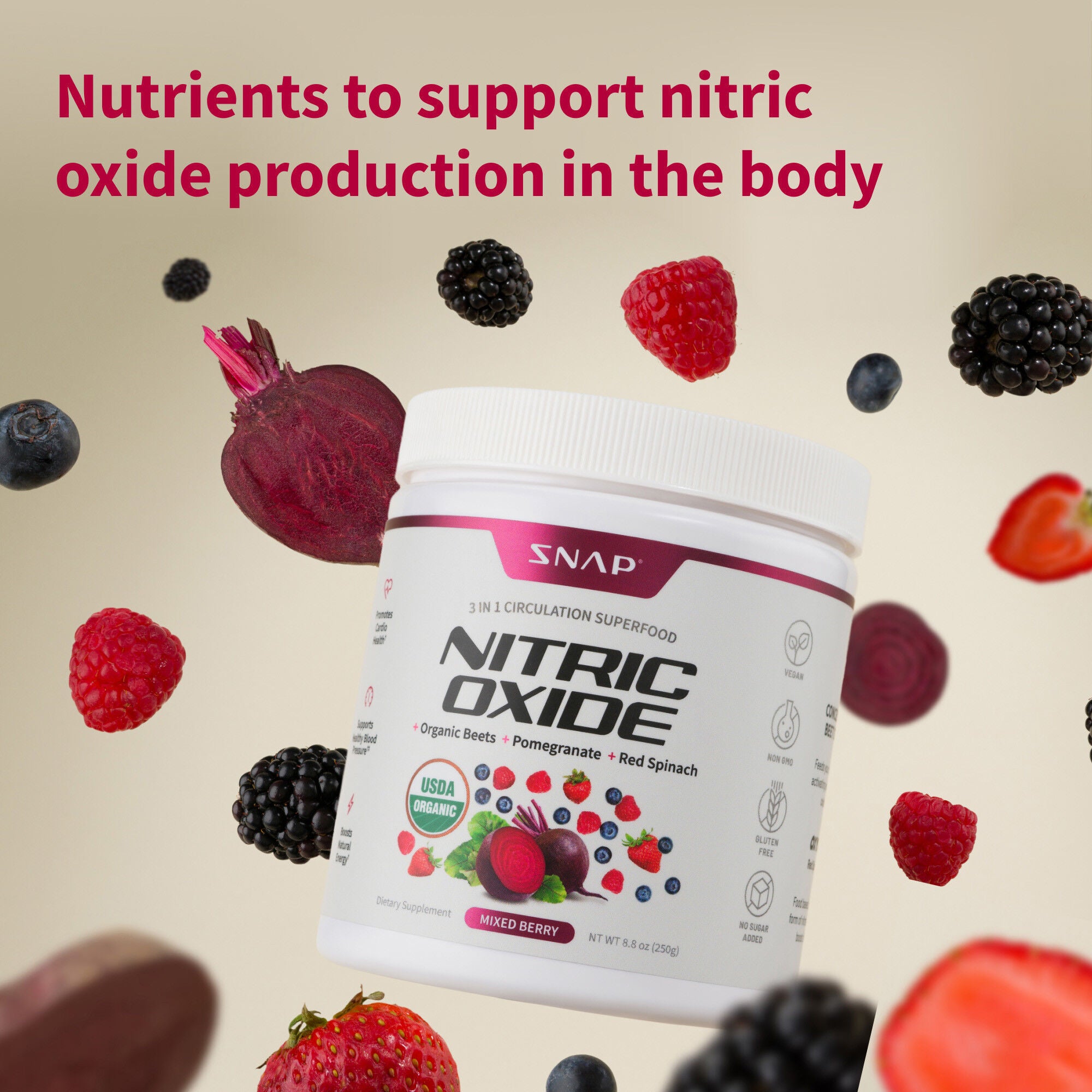 Snap Supplements Nitric Oxide Organic Beets | GNC