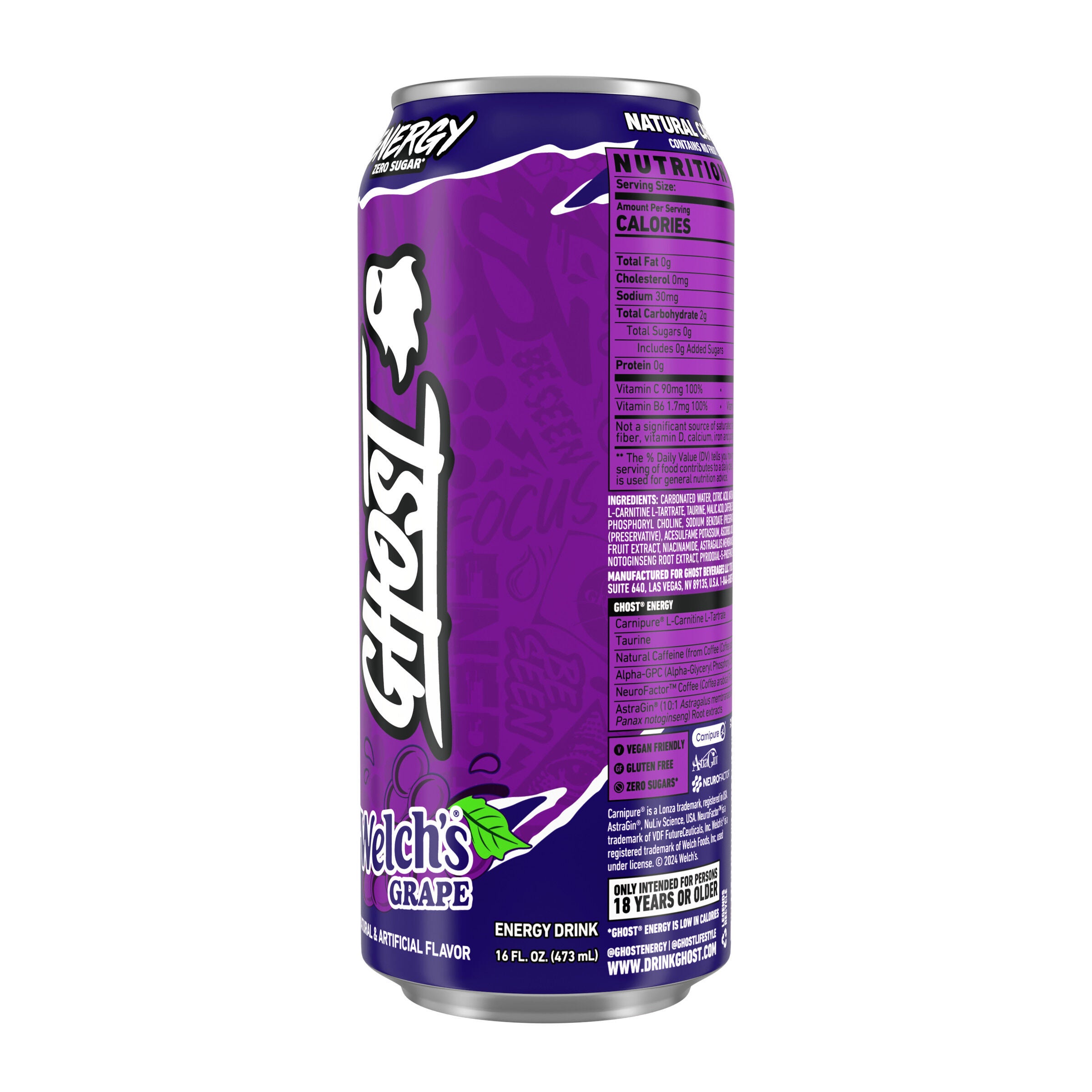GHOST® - Energy Drink - Welch's Grape® - 16 fl oz. (12 Cans) | GNC