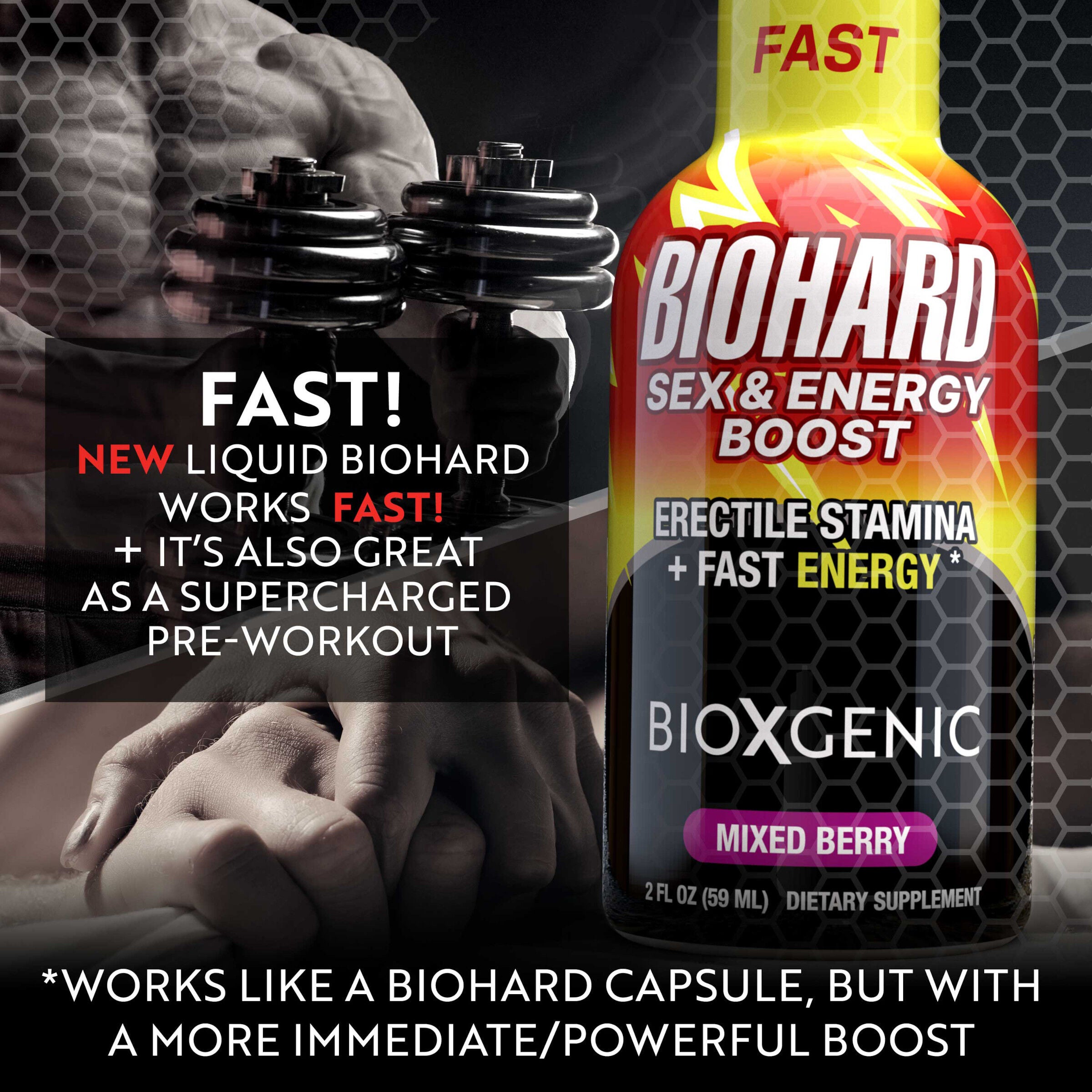 BioXgenic - BIOHARD Sex & Energy Boost - Mixed Berry (4 Liquid Shots) | GNC