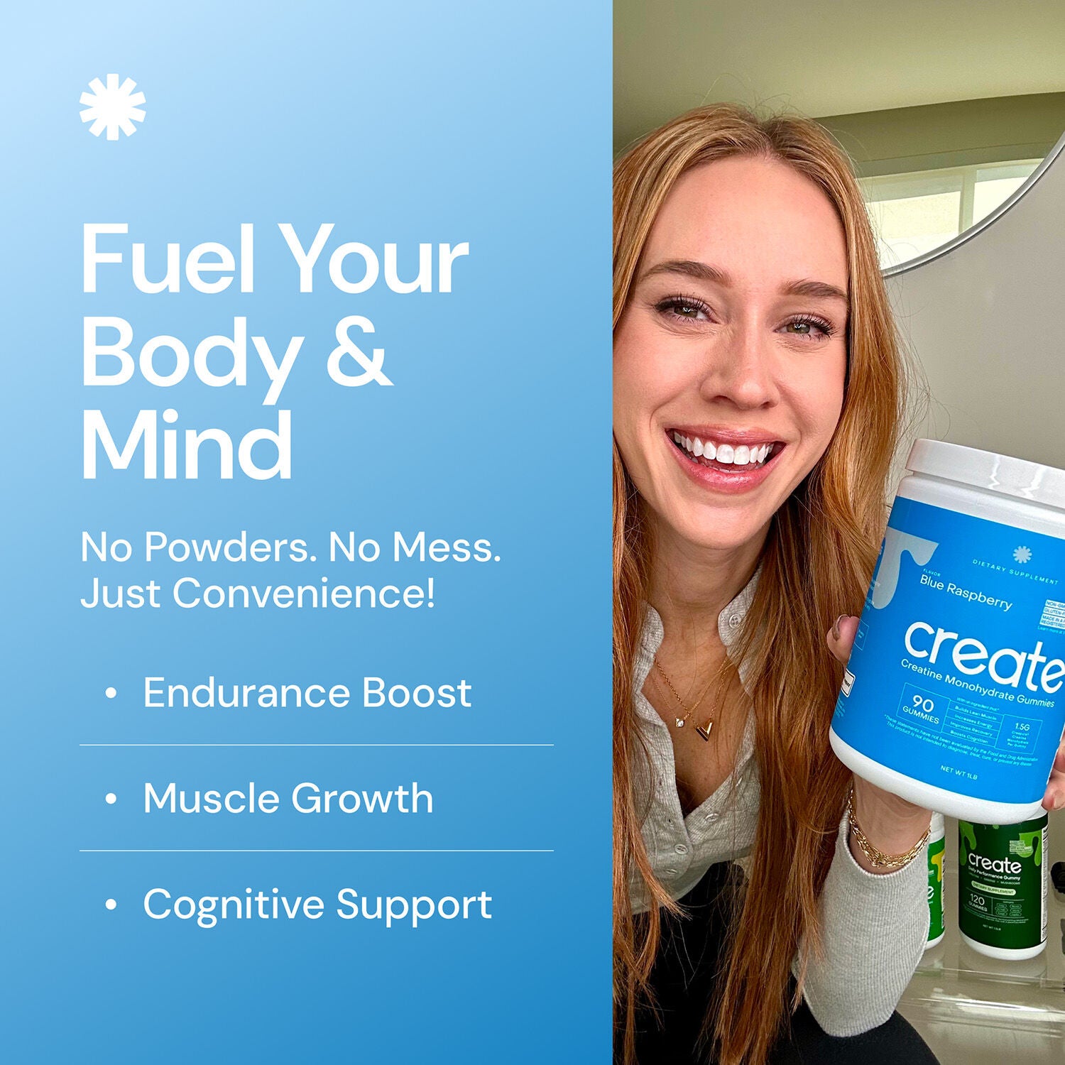 Create Wellness - Creatine Monohydrate Gummies - Blue Raspberry - 45 ...