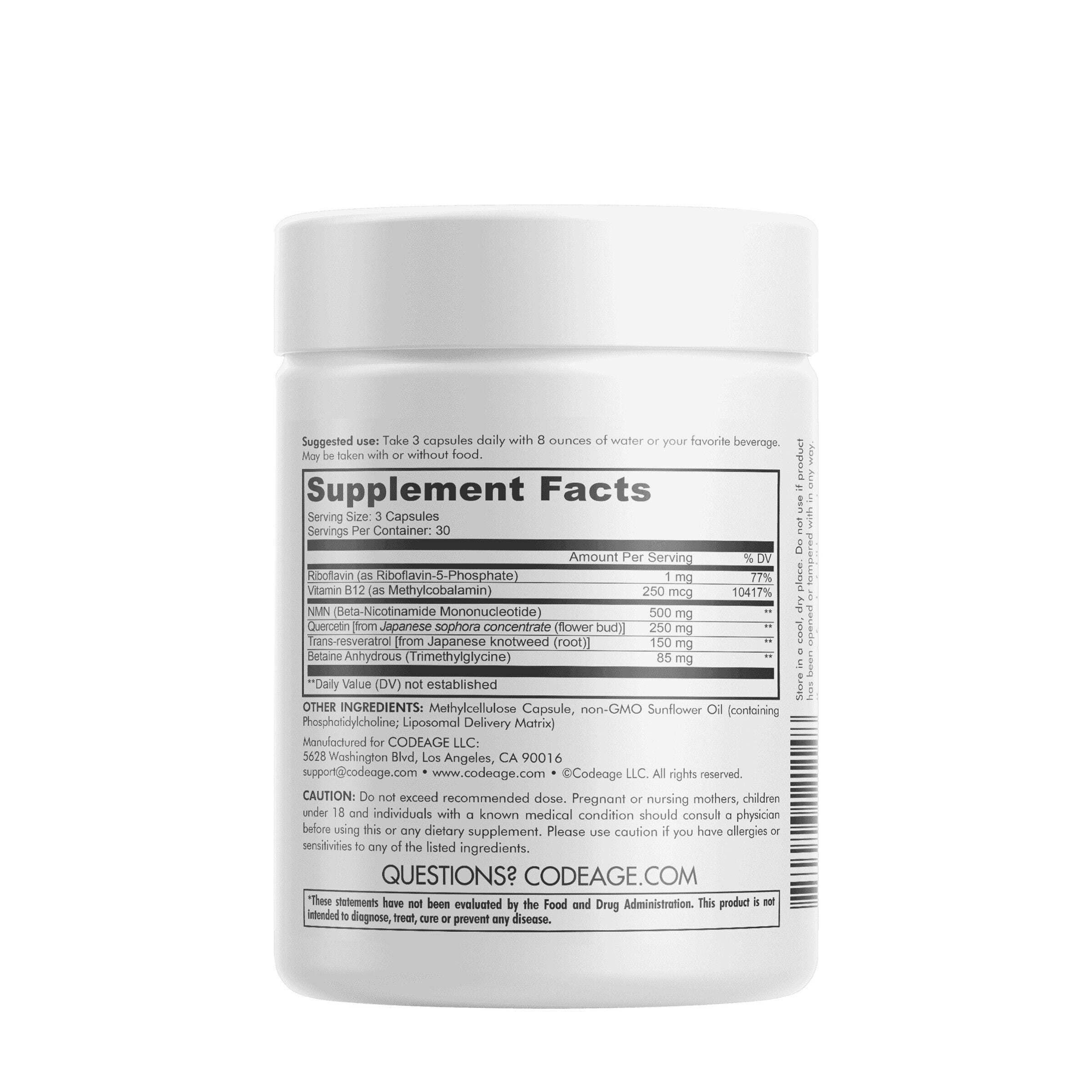 Codeage - Liposomal NMN Platinum - 90 Capsules (30 Servings) | GNC