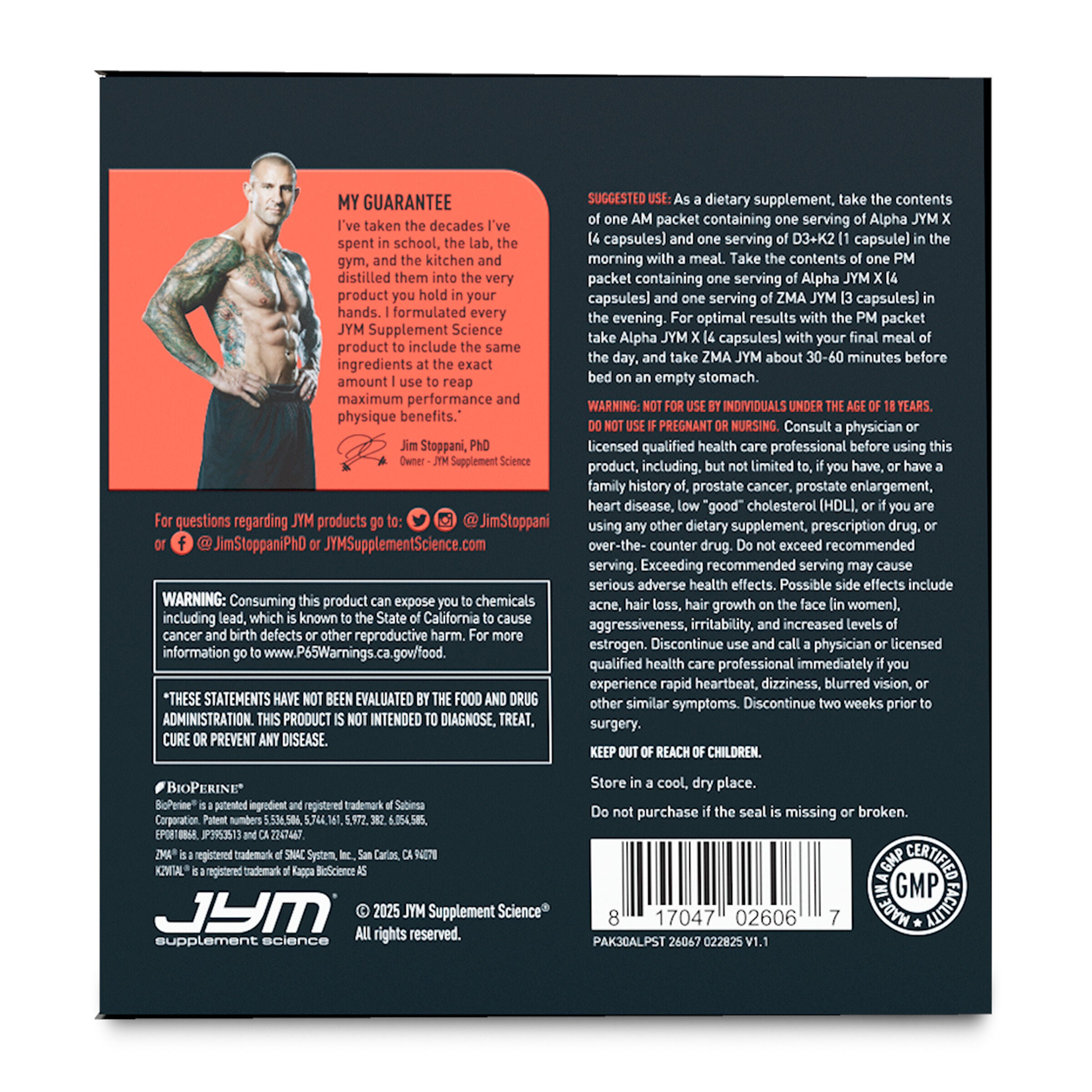 Jym® - Alpha Stack AM/PM Testosterone Optimization System - 60 Packs ...