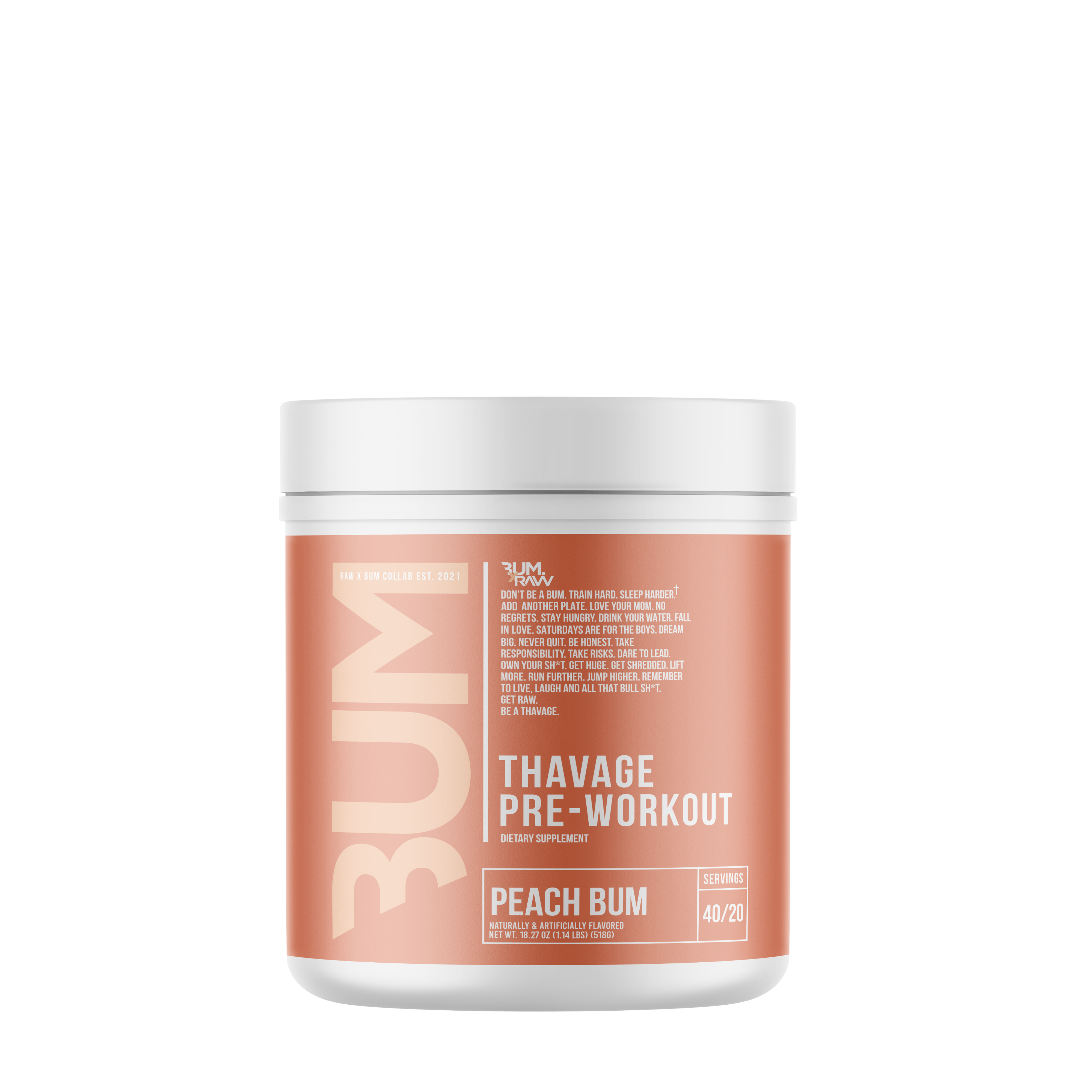 Raw Nutrition - Thavage Pre-Workout - Peach Bum (40 Servings) | GNC