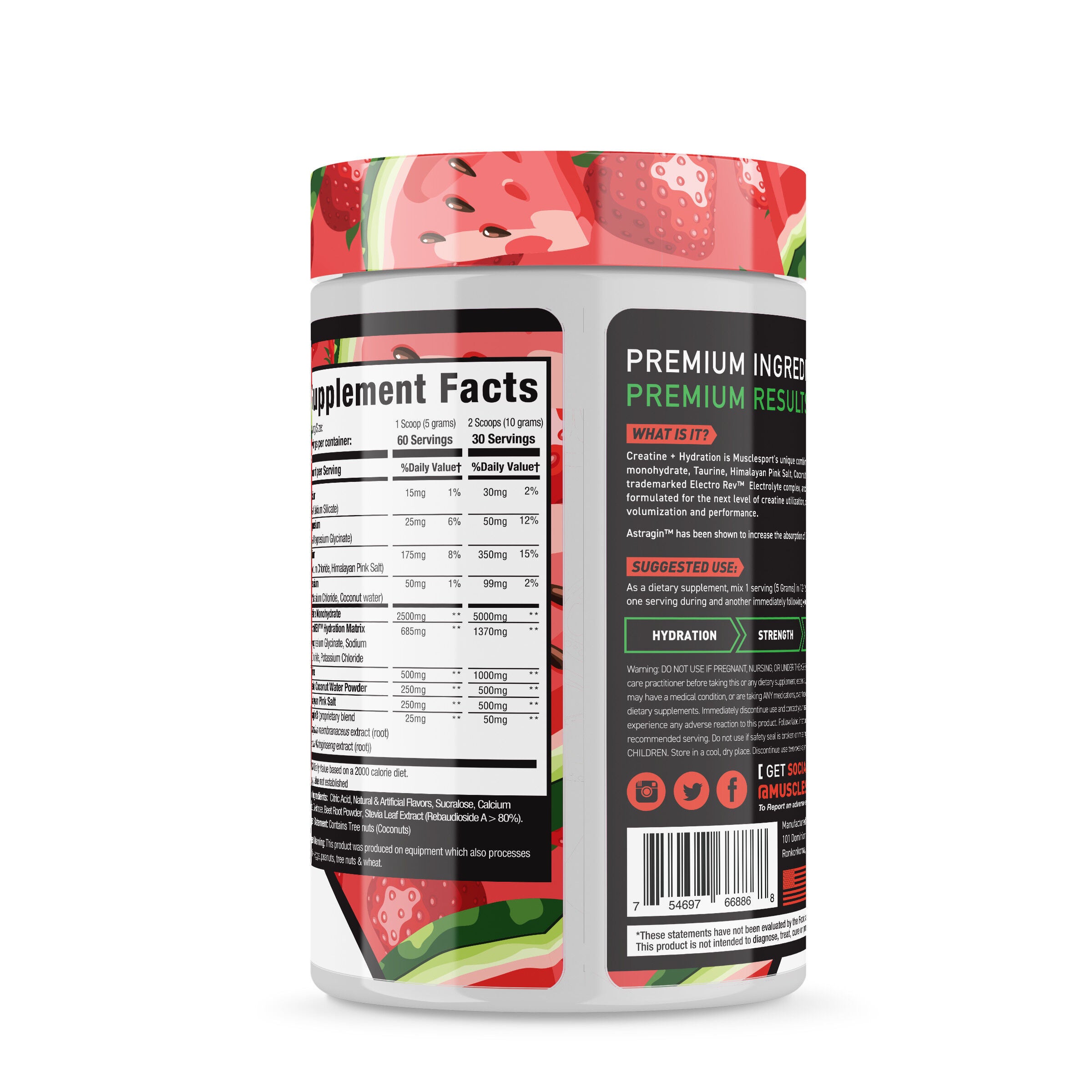 MuscleSport - Creatine and Hydration - Strawberry Watermelon (60 ...