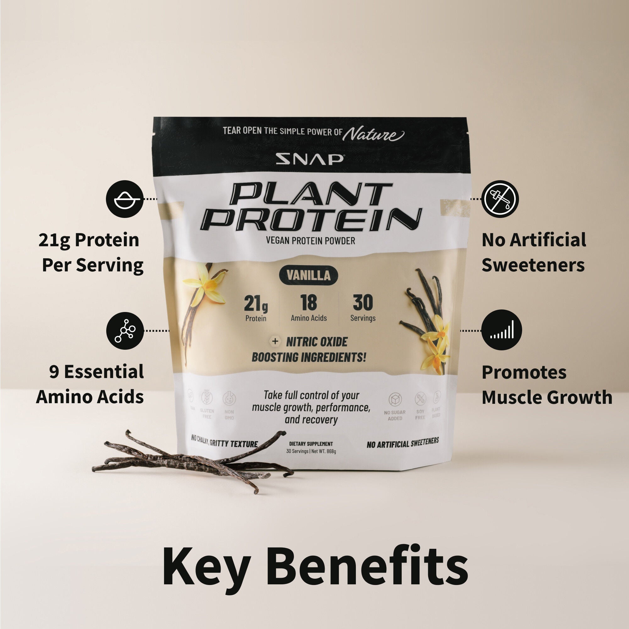 SNAP Supplements Plant Based Vegan Protein Vanilla | GNC