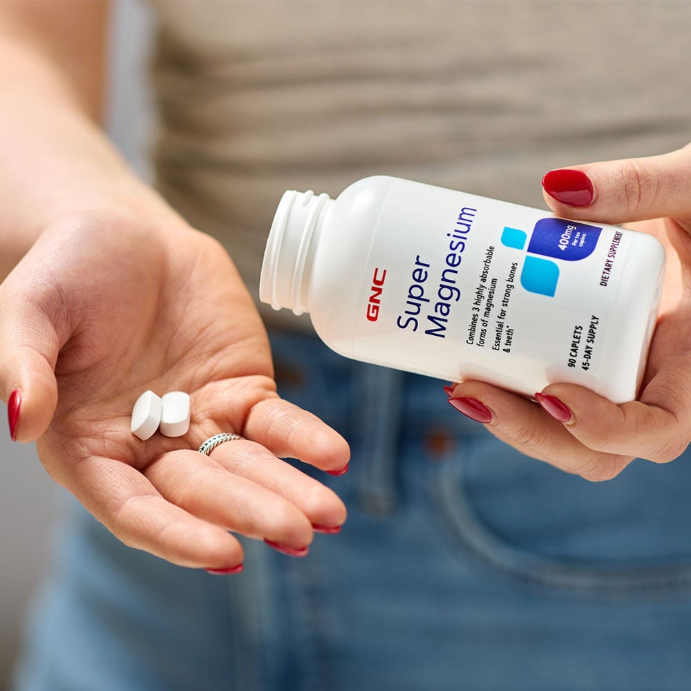 GNC Super Magnesium 400 MG - 90 Caplets (45 Servings) | GNC
