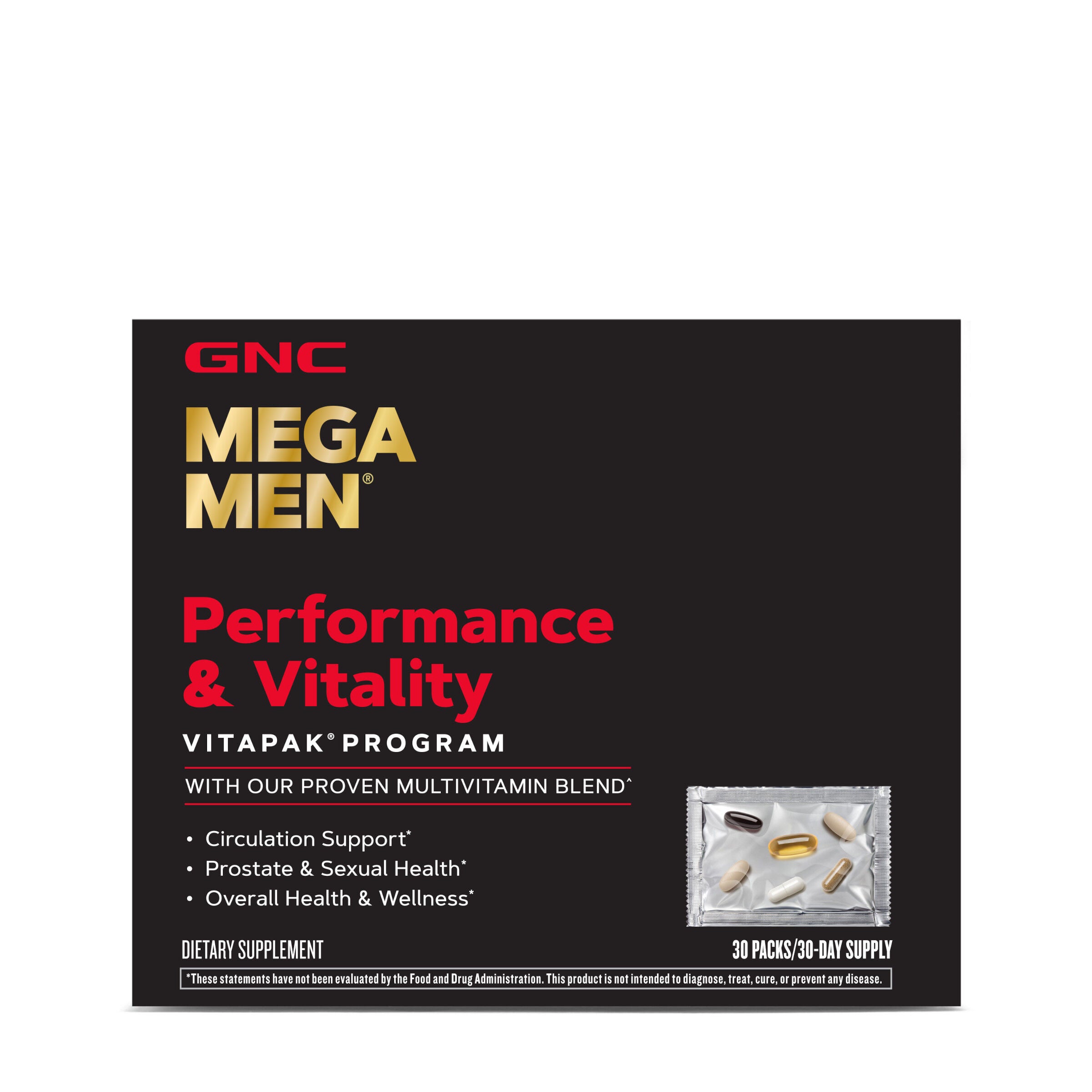 GNC Mega Men Performance & Vitality Vitapak Program (30 Pack) | GNC