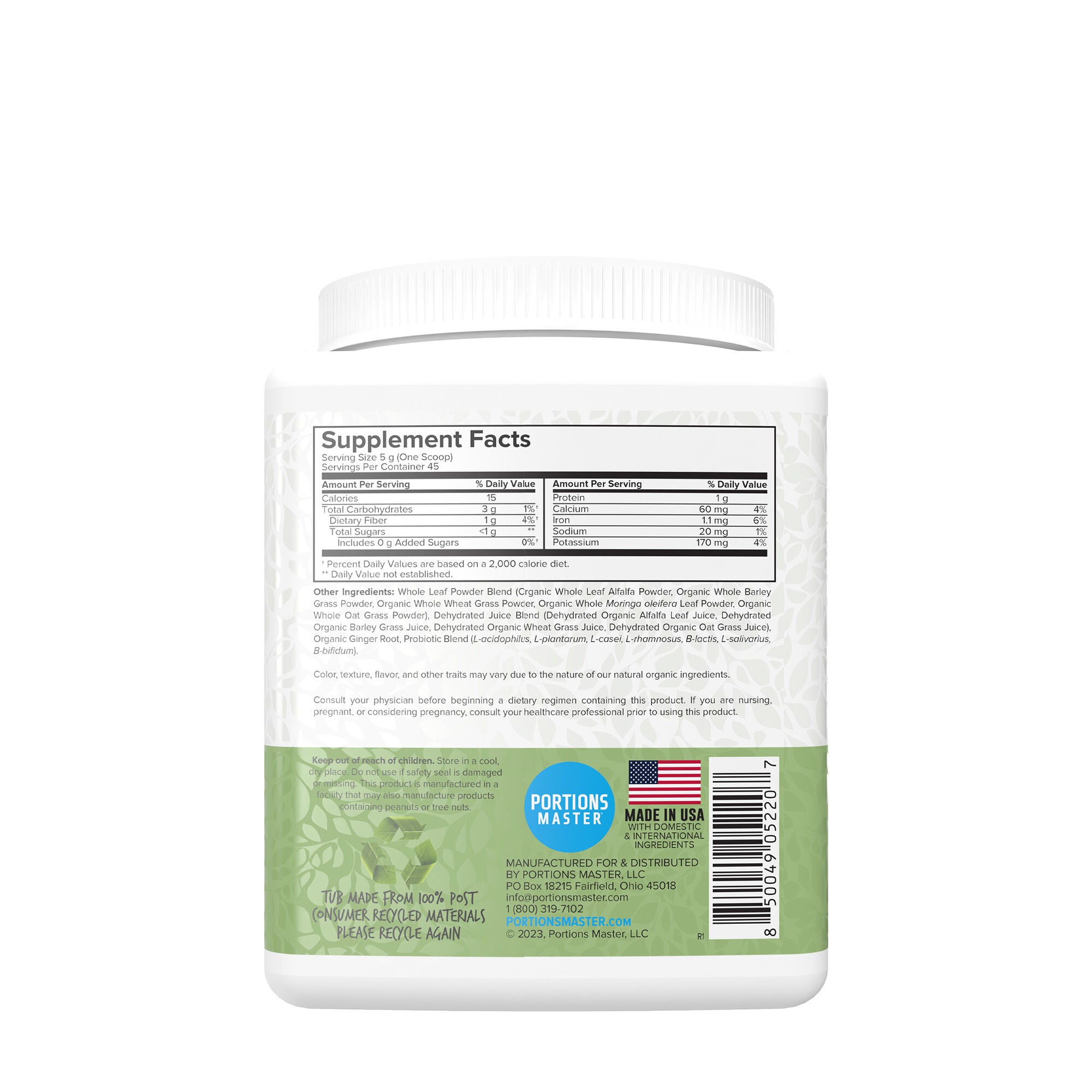 Portions Master - Vulcanic Supergreens - Unflavored - 45 Servings | GNC