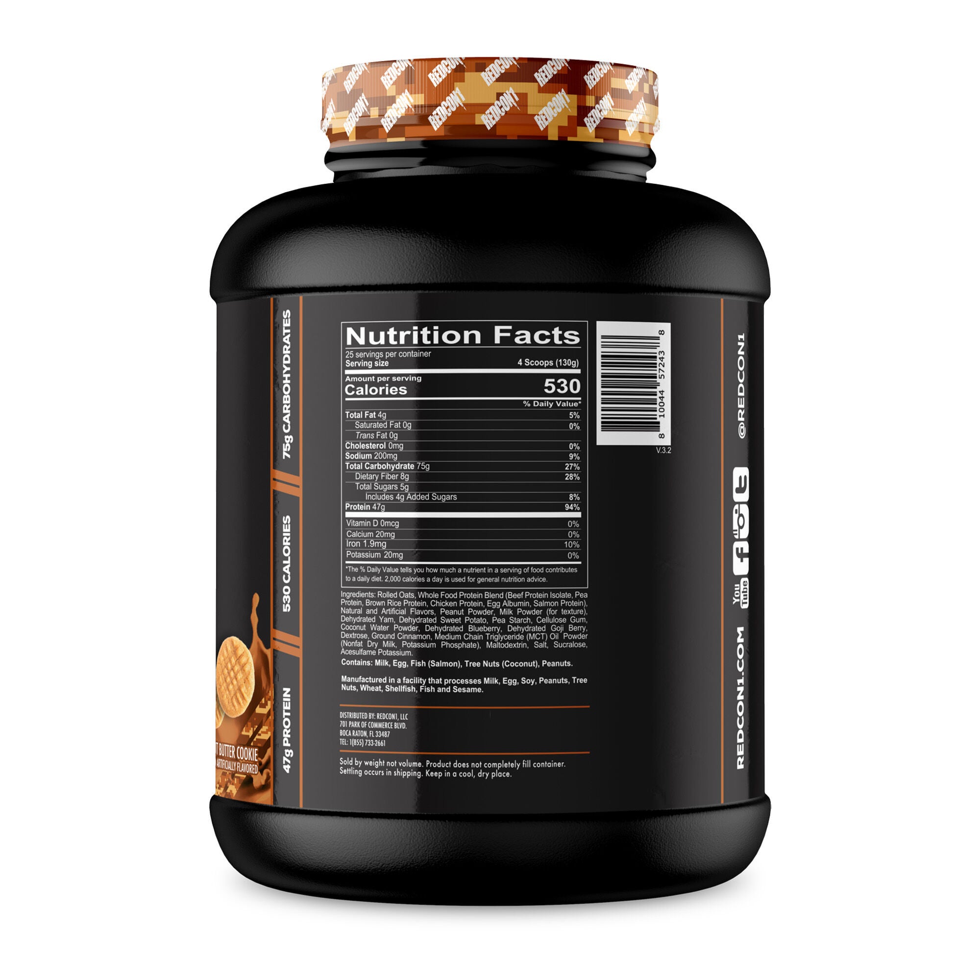 REDCON1 - MRE Whole Food Protein - Peanut Butter Cookie (25 Servings) | GNC