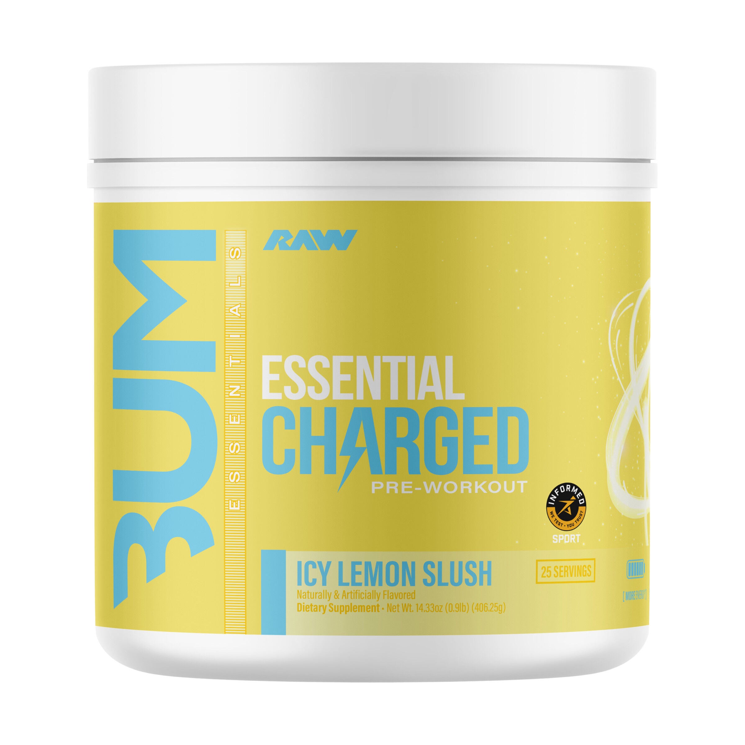 Raw Nutrition - Essential Charged Pre-Workout - Icy Lemon Slush (25 ...
