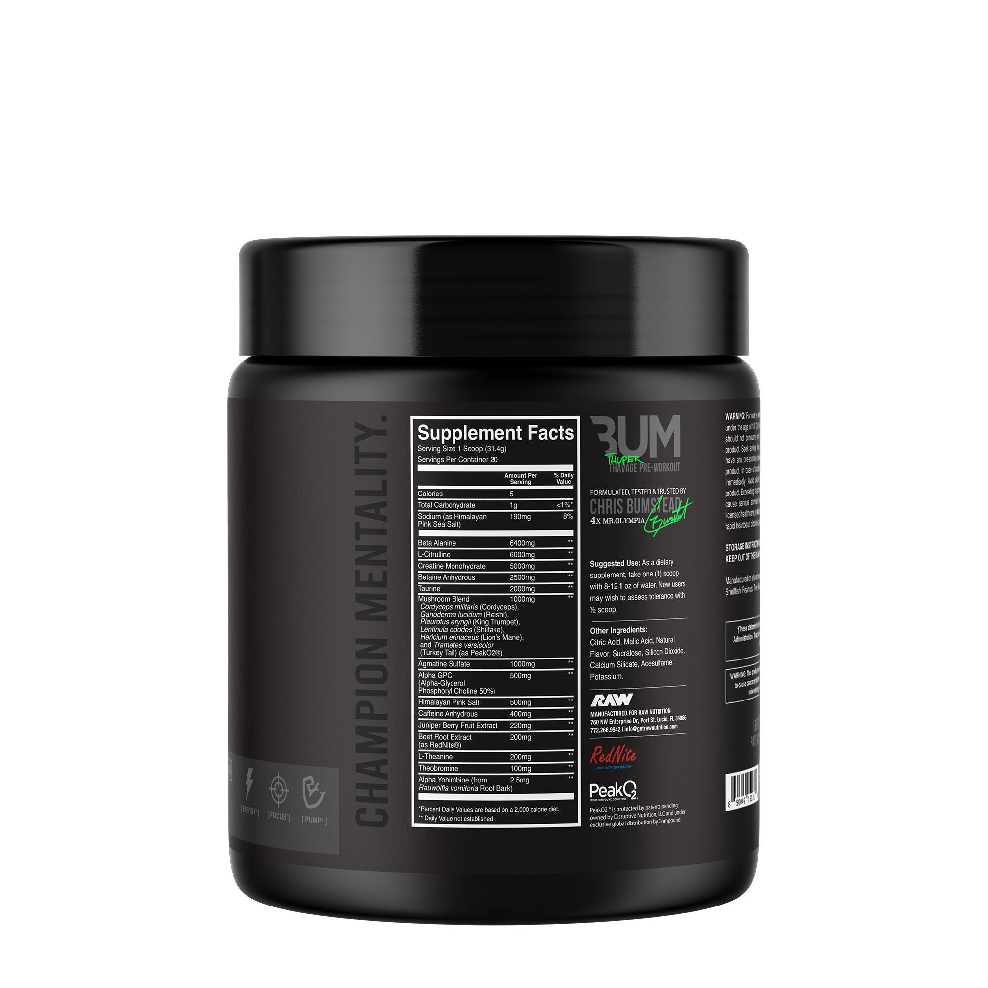 Raw Nutrition - Thuper Thavage Pre-Workout - White Cherry - 21.8oz | GNC
