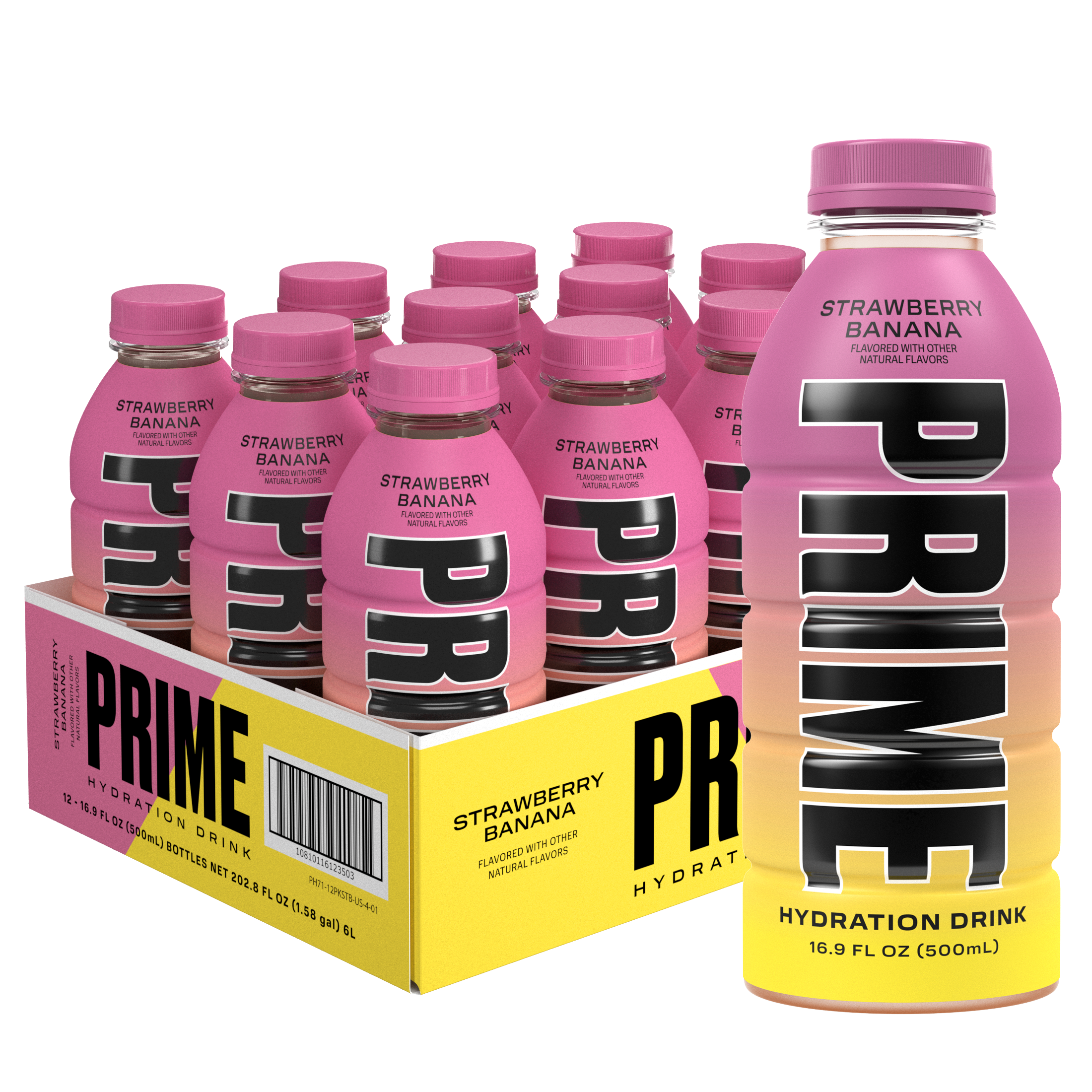 GNC PRIME Hydration Drink - Strawberry Banana - 16.9Oz. (12 Bottles ...