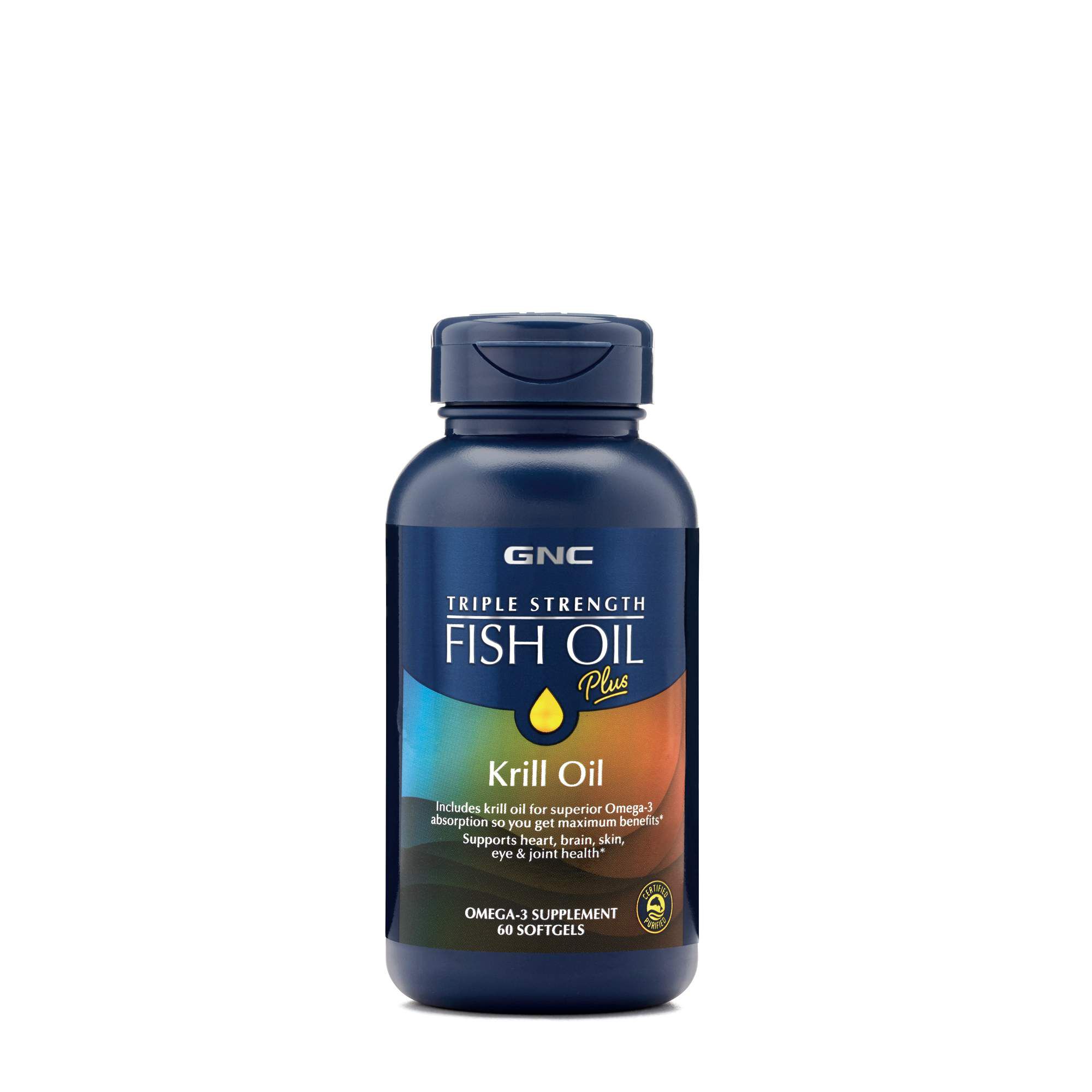 GNC - Triple Strength Fish Oil Plus Krill Oil - 60 Softgels (30 ...