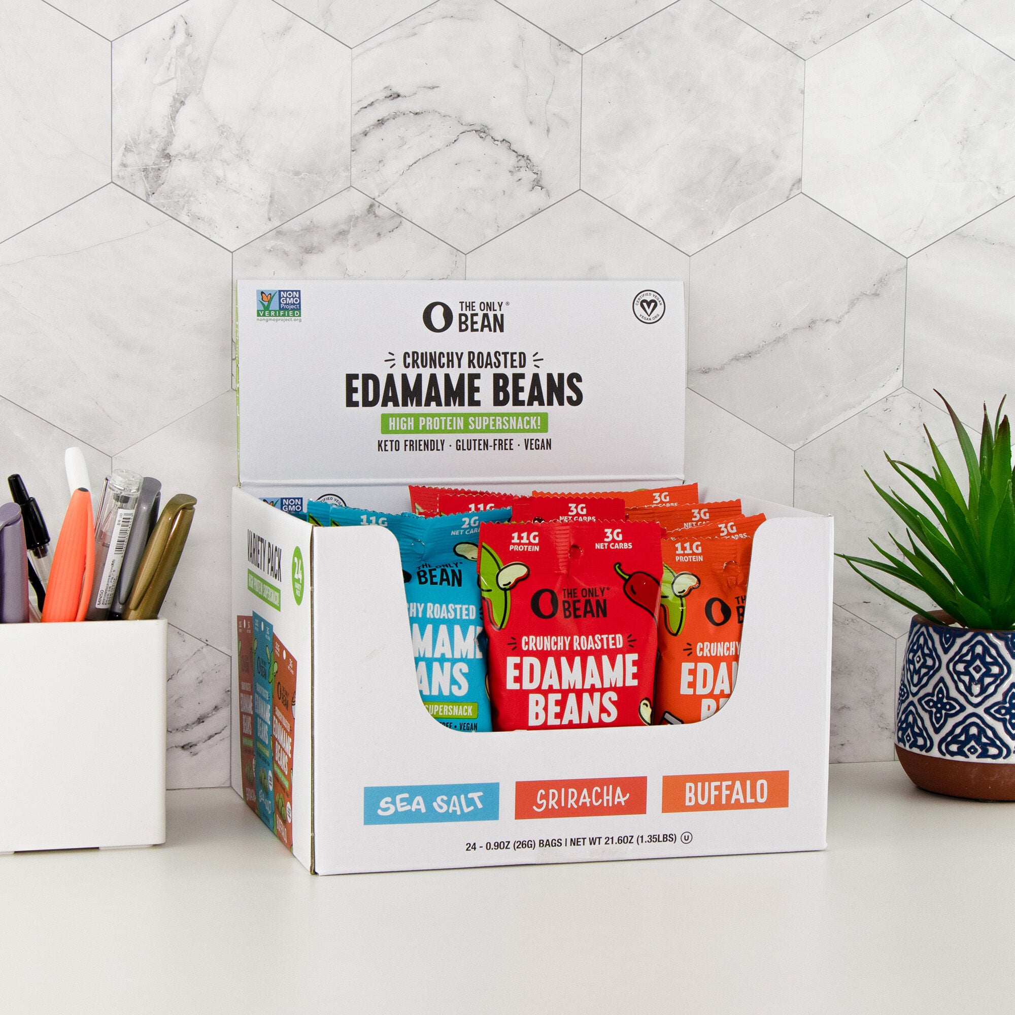 The Only Bean - Crunchy Roasted Edamame Beans - Variety Pack - 24 Bags ...