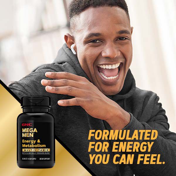 GNC Mega Men® - Energy & Metabolism Multivitamin - 90 Caplets (45 ...