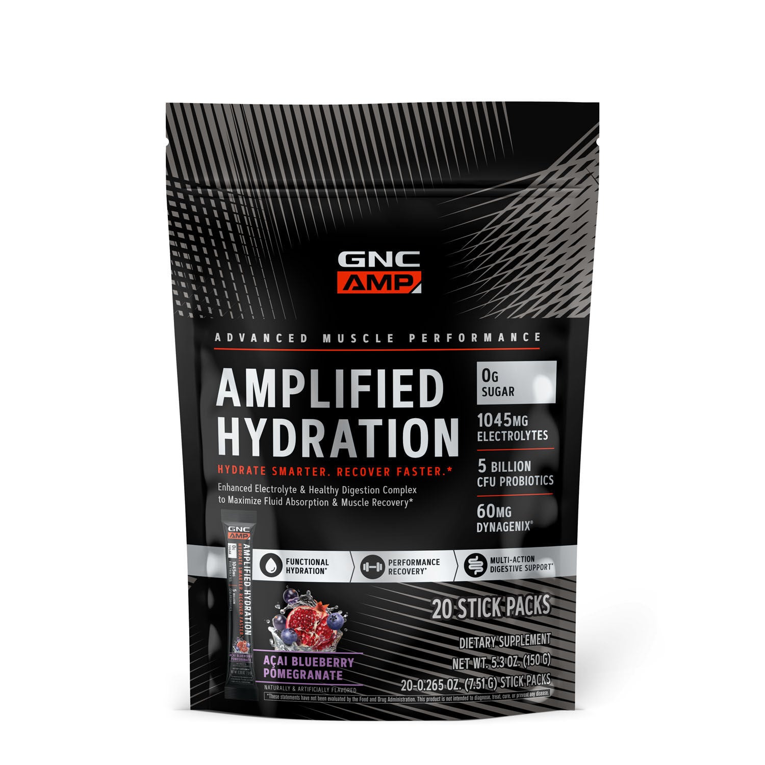 Amplified Hydration - Acai Blueberry Pomegranate - 20 Sticks Acai Blueberry Pomegranate | GNC