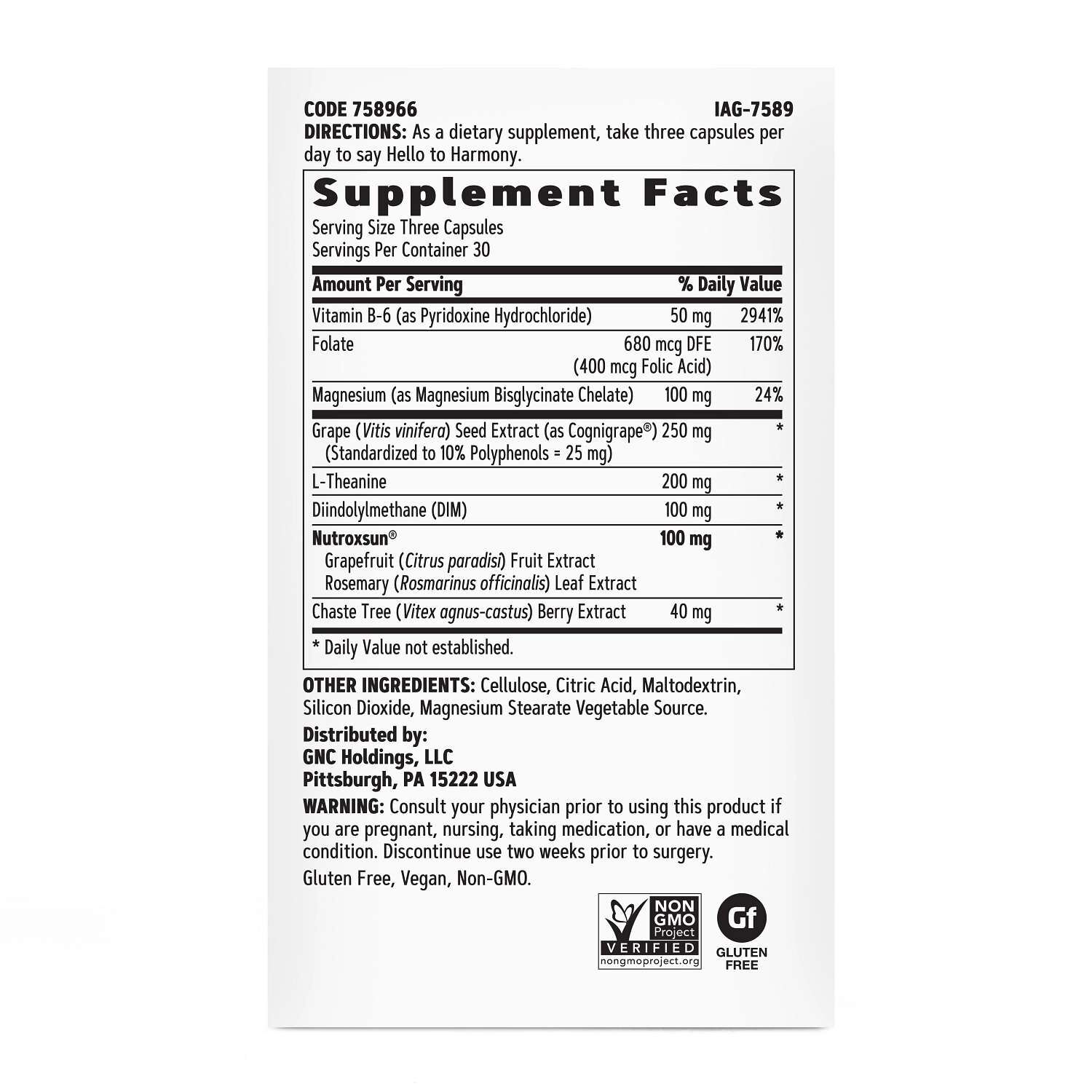 GNC Women's Hello Harmony - Hormonal Support (90 Capsules) | GNC