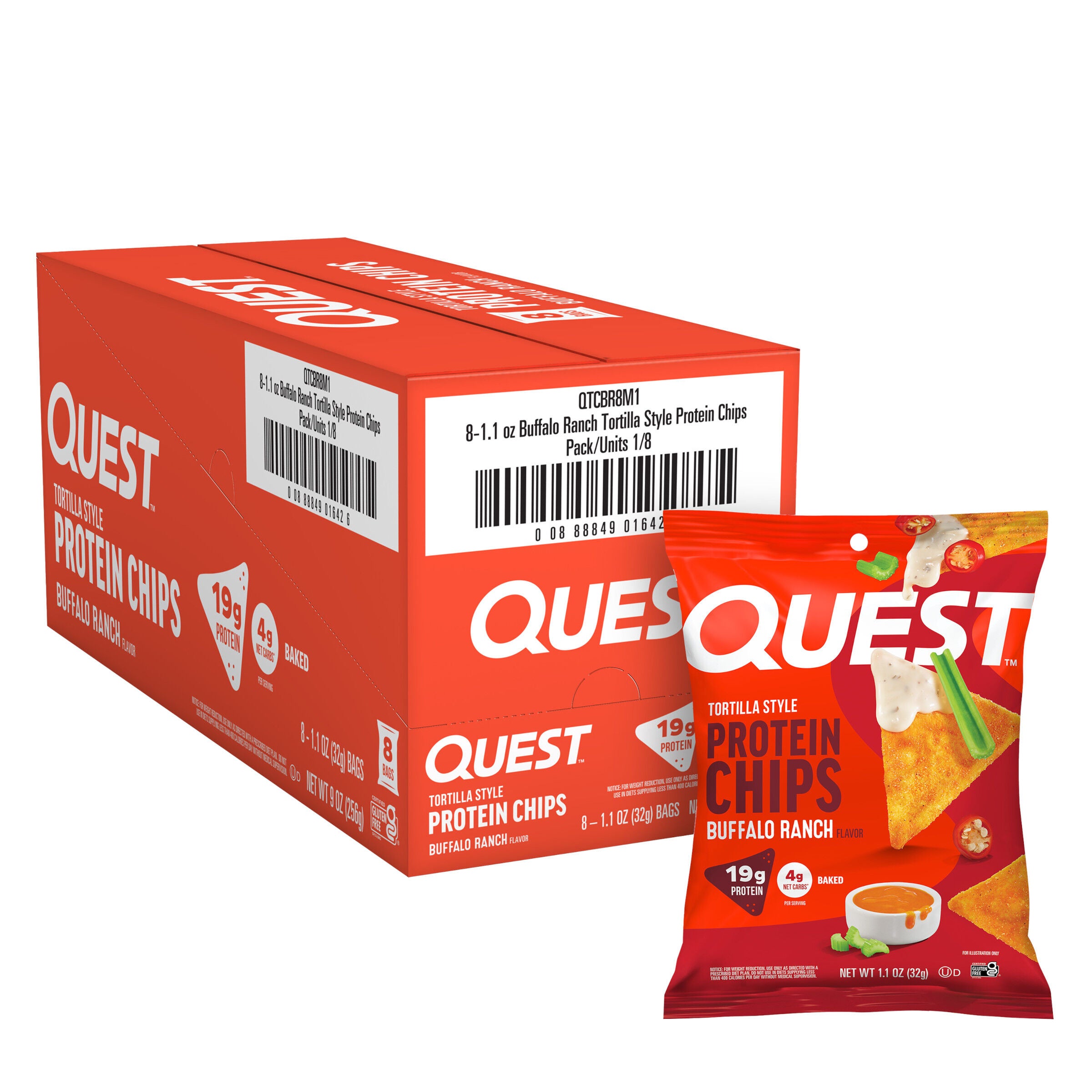 Quest® - Tortilla Style Protein Chips - Buffalo Ranch (8 Bags) | GNC