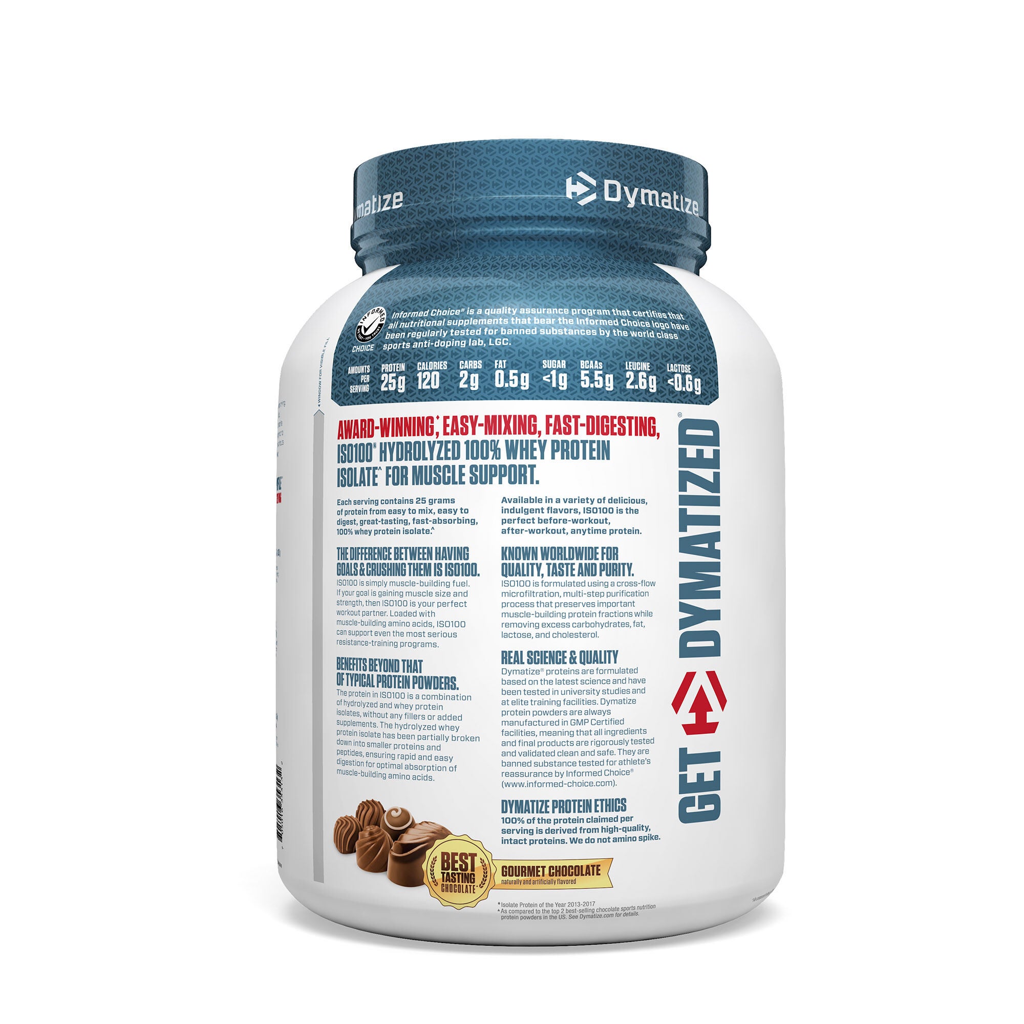 Dymatize® ISO100 Hydrolyzed Whey Protein - Gourmet Chocolate - 3lb | GNC