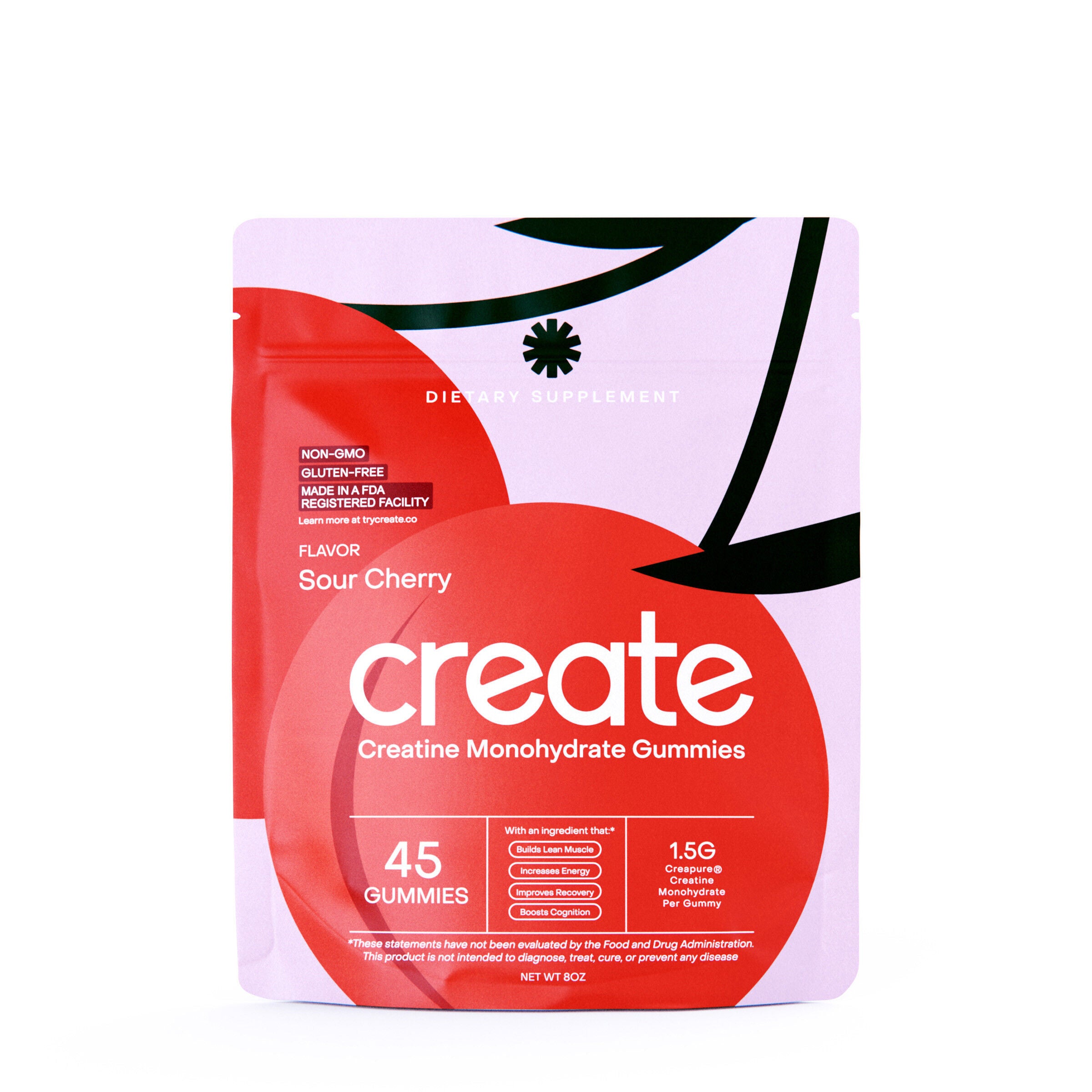 Create Wellness - Creatine Monohydrate Gummies - Sour Cherry - 45 ...