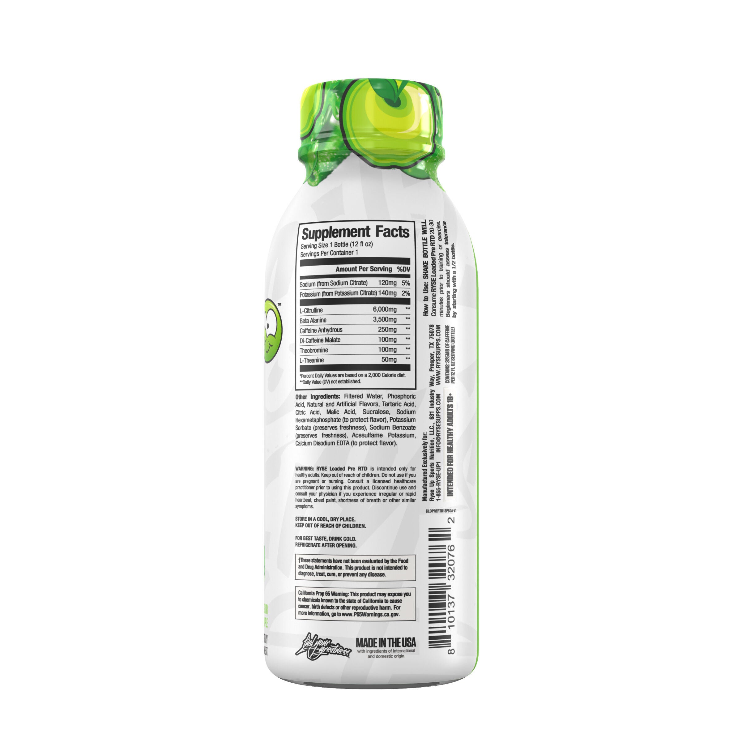 RYSE - Loaded Pre-Workout RTD - Sour Punch Green Apple - 12 fl oz (12 ...