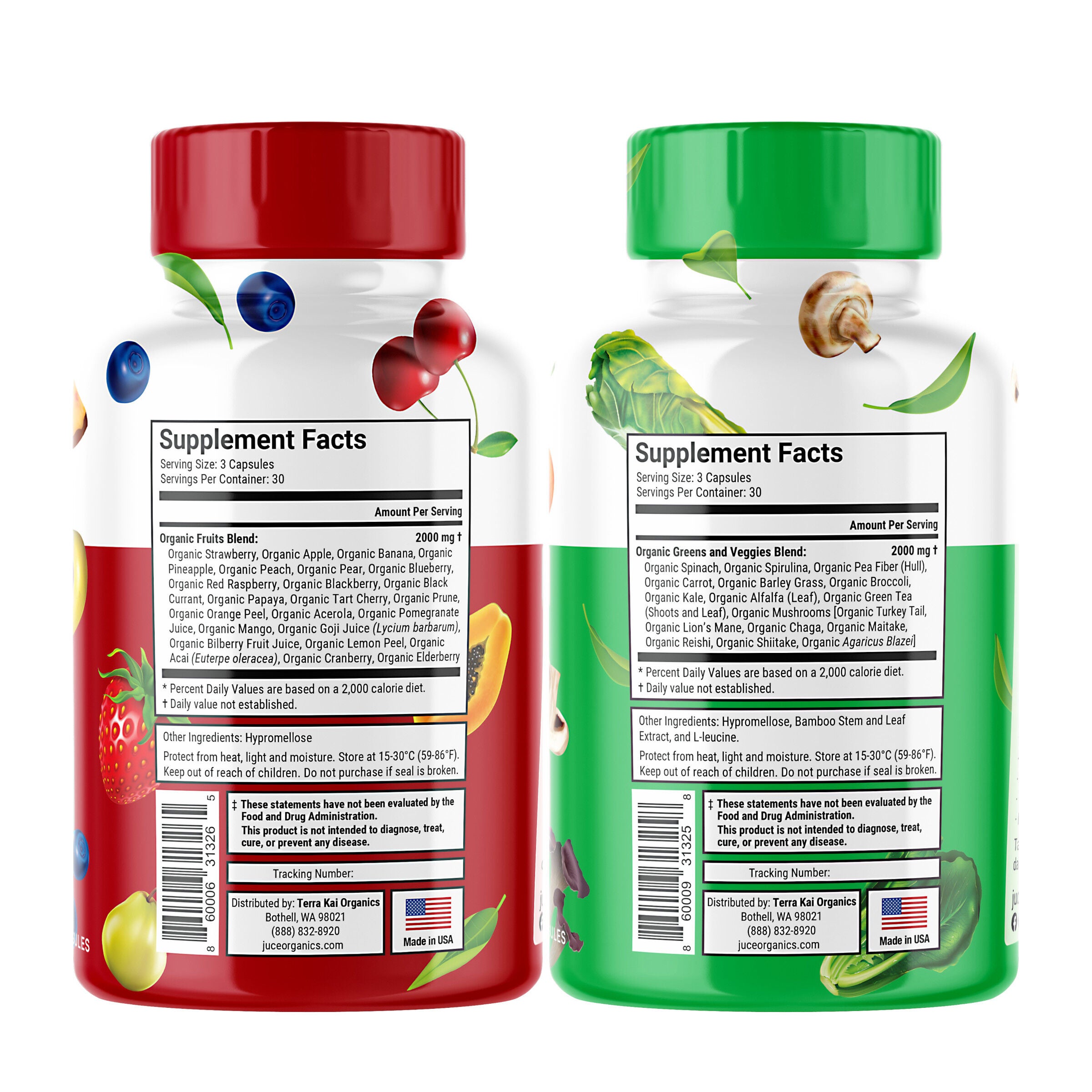 Terra Kai Organics - Super Fruits and Veggies - 180 Capsules (2 Bottles ...