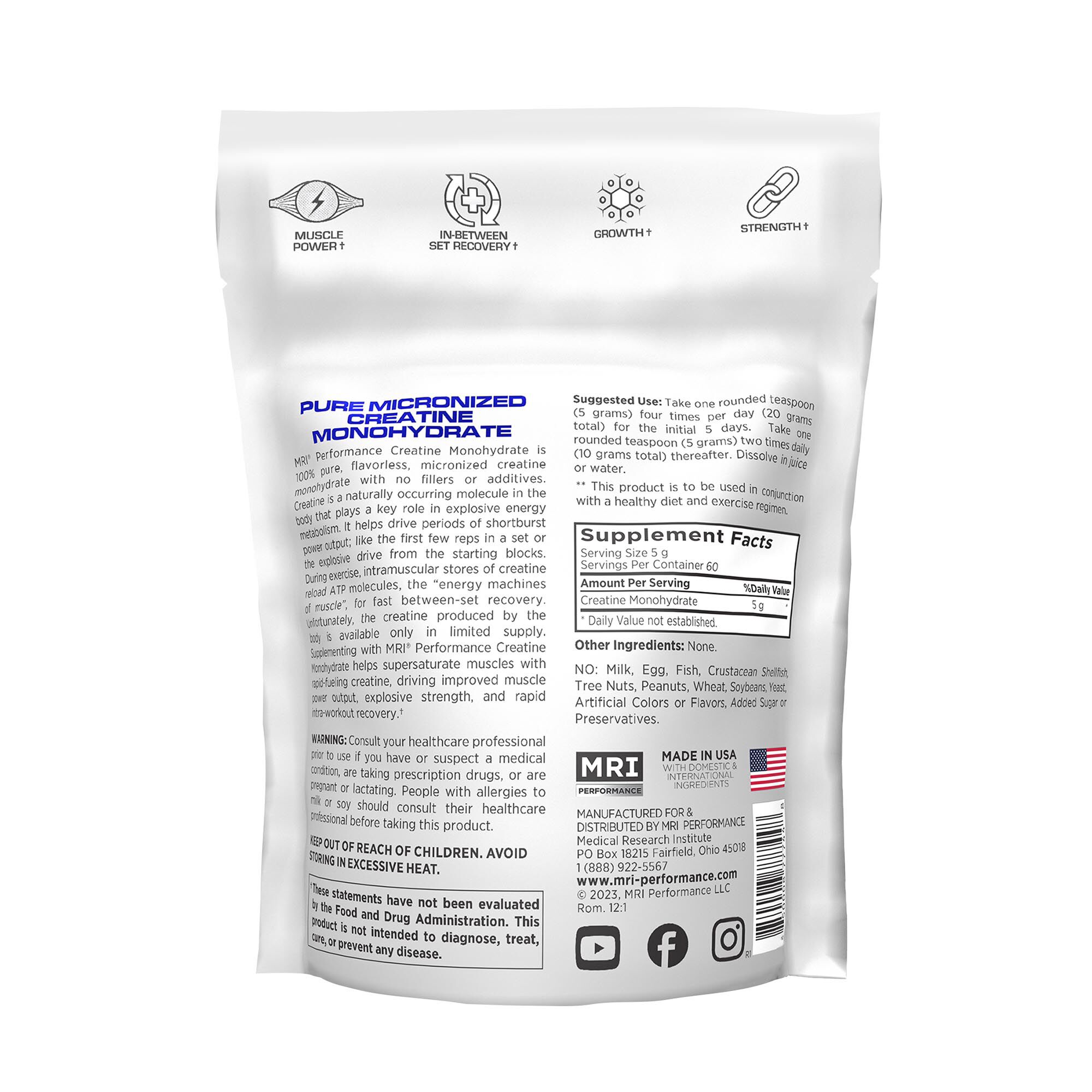 MRI® Performance Creatine Monohydrate - Ergogenic - 5G | GNC